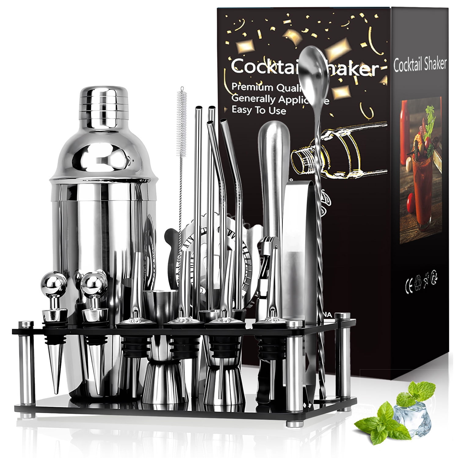 Cocktail shaker set,20-piece bar tool set,for Bartender,Drink,Party Bar ...