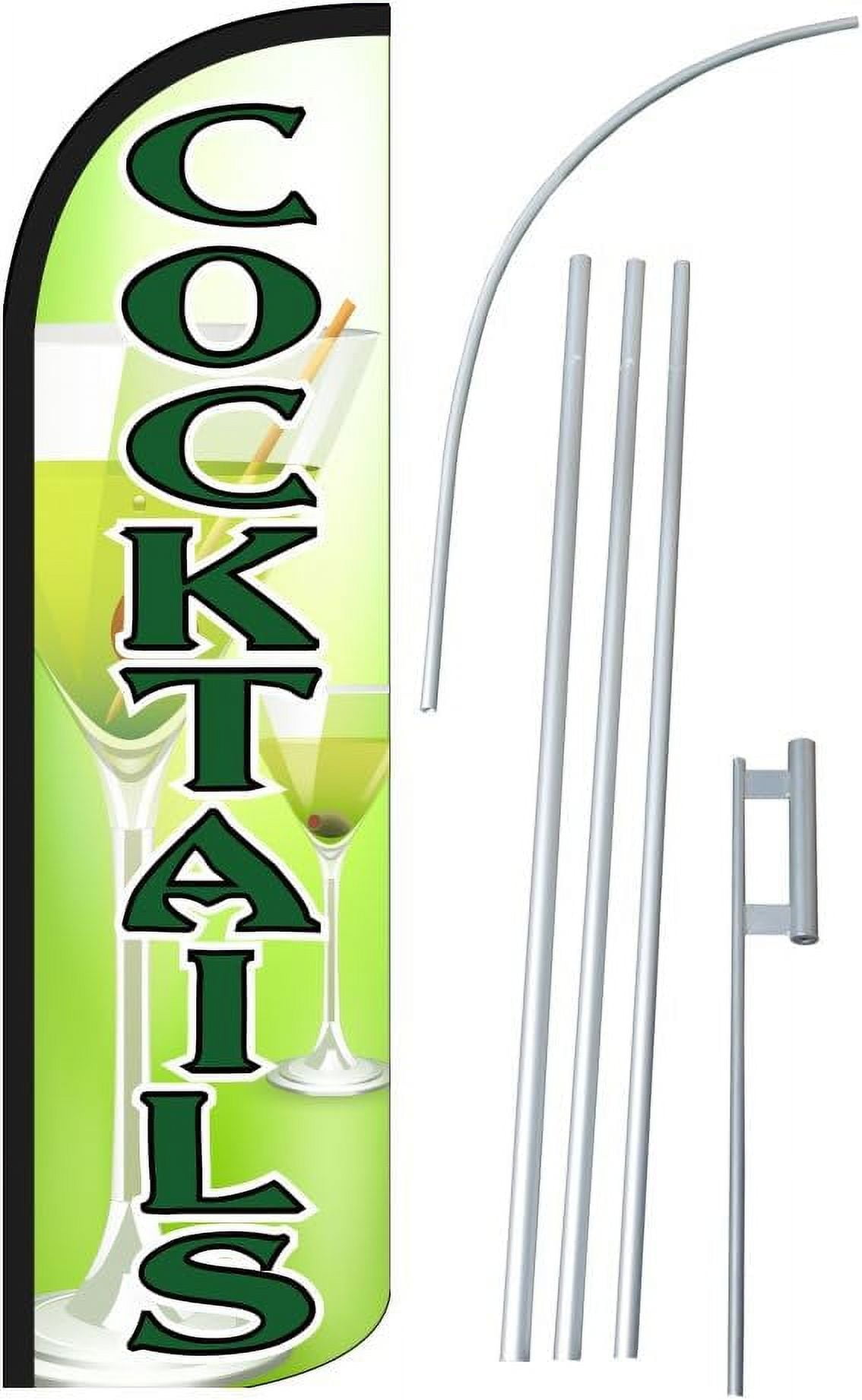 "Cocktails" 12Foot Super Swooper Flag with HeavyDuty 15Foot Pole and ...