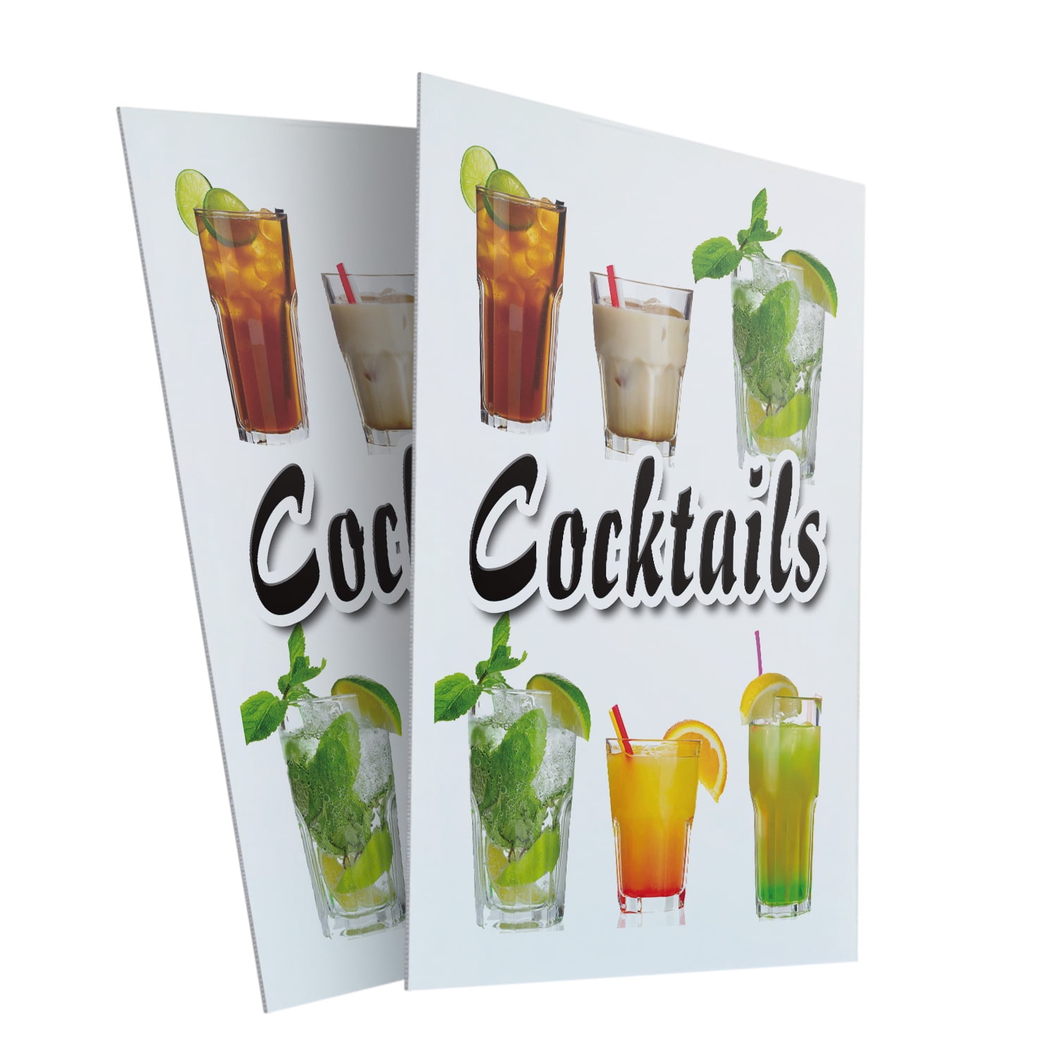 Cocktails (2-PACK) 24" x 36" Plastic Signs | Sign Insert 4mm Corrugated ...