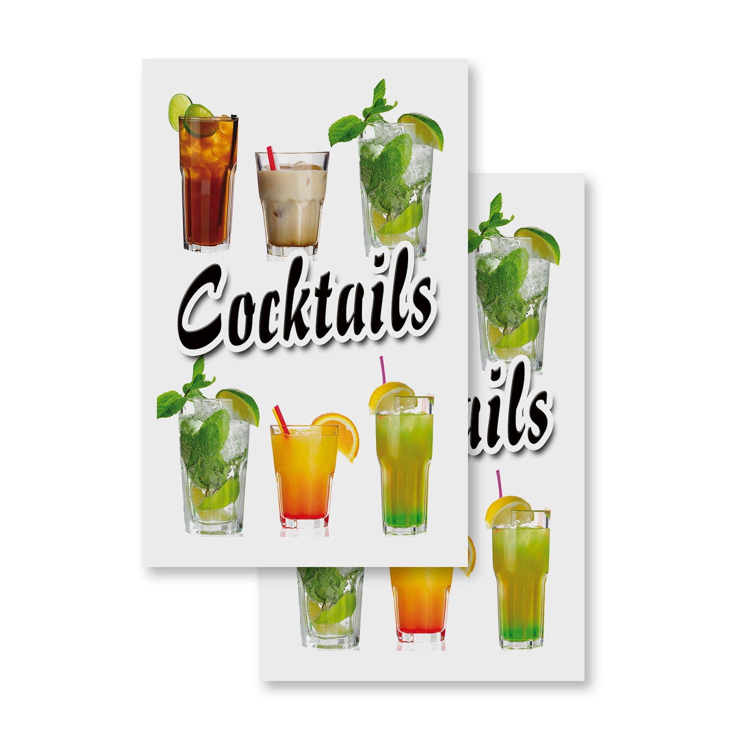 Cocktails (2-PACK) 24" x 36" Vinyl Decals | Sign Insert Peel & Stick ...