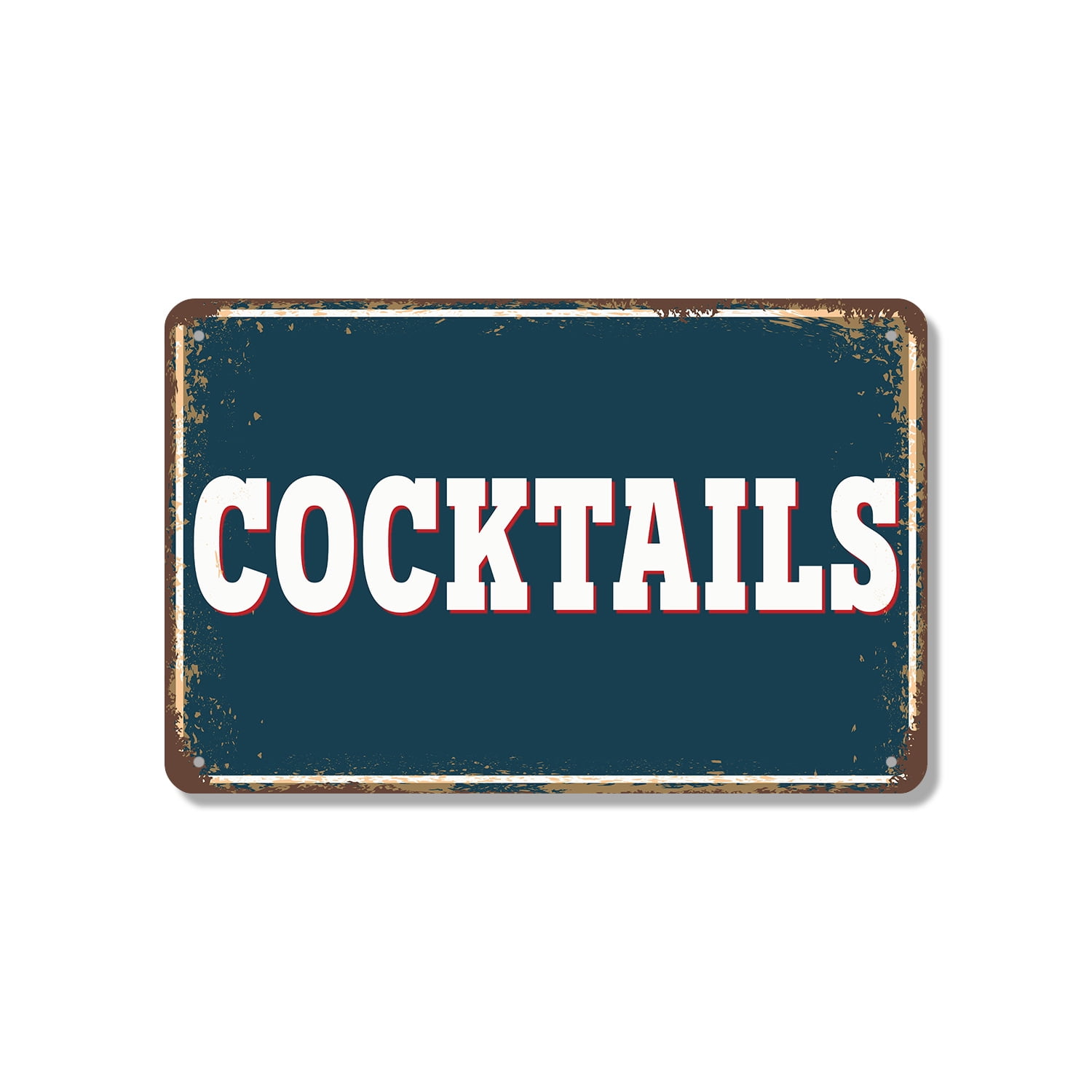 Cocktails (2 Pack) 7 Inch x 10 Inch Novelty Aluminum Metal Sign Shaken ...