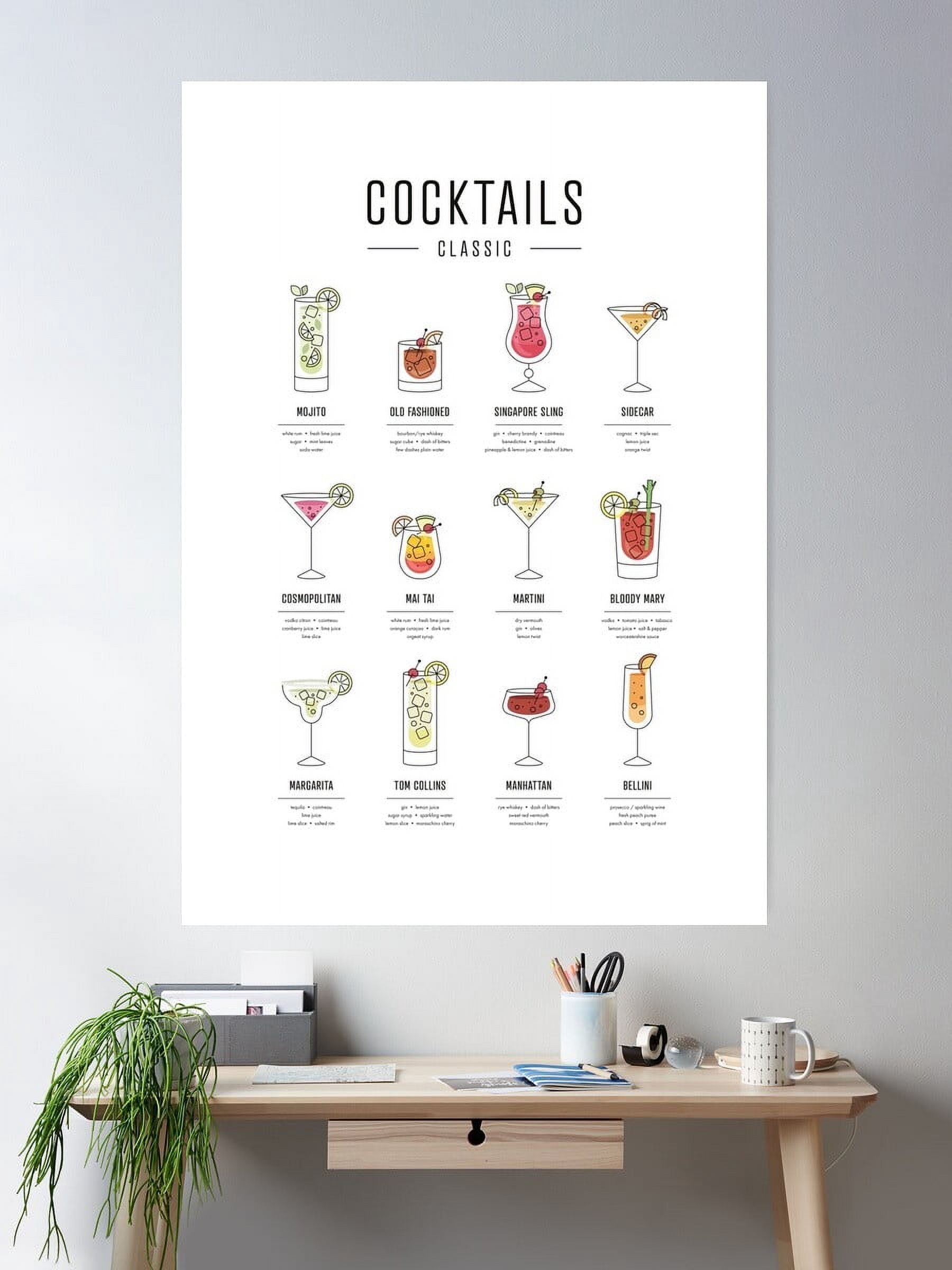 Cocktails - Classic Poster Wall Art Modern Wall Decor For Living Room ...