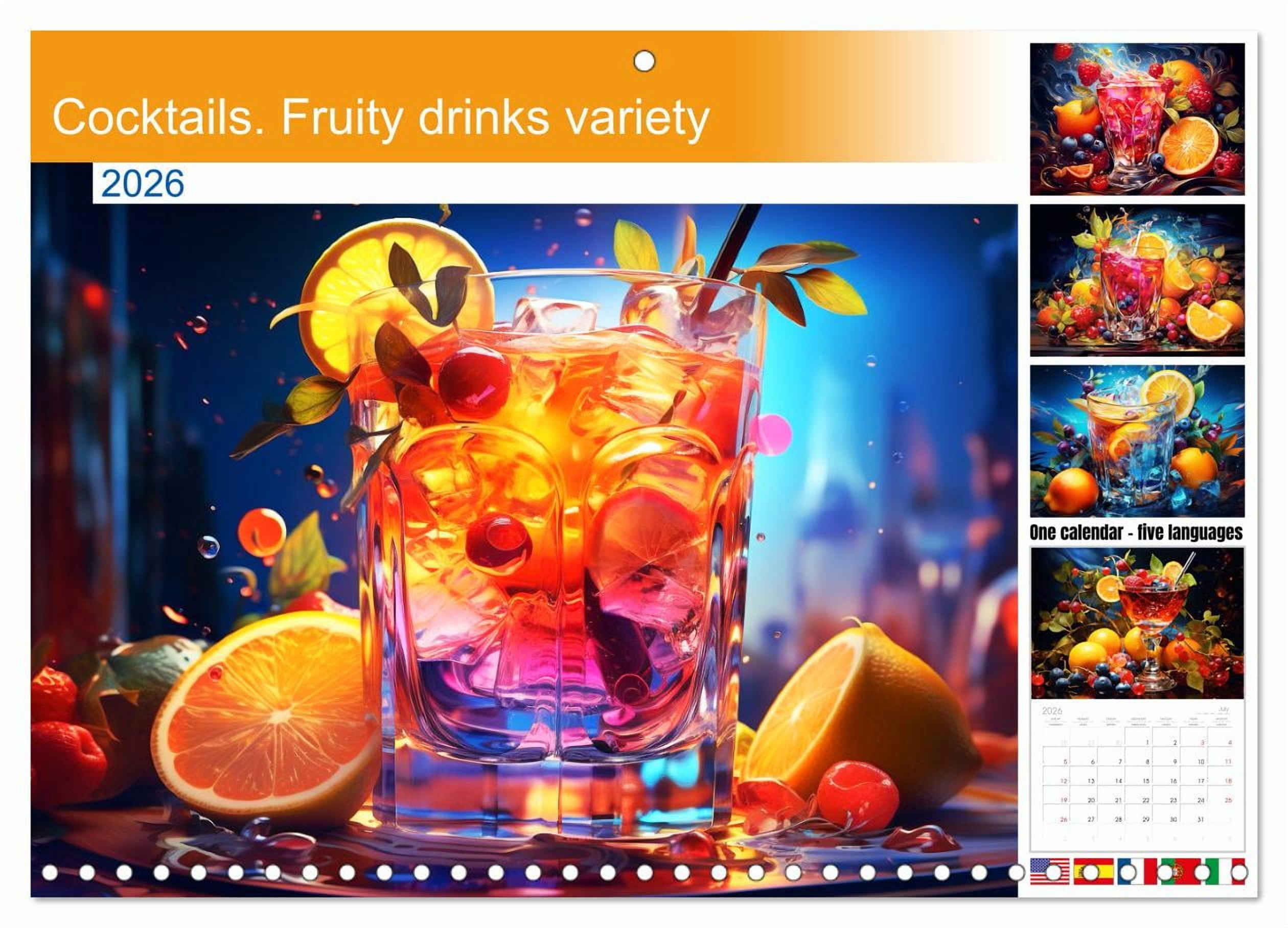 Cocktails. Fruity drinks variety (Monthly Wall Calendar 2026 11.7 x 16. ...
