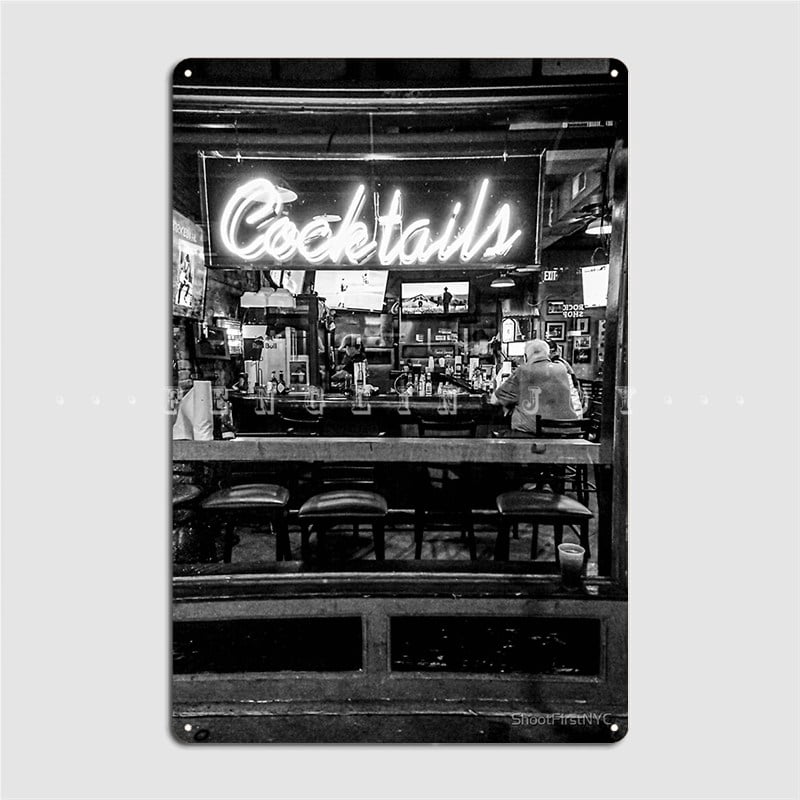 Cocktails In Metal Sign Club Bar Wall Cave Vintage Plaques Aluminum ...