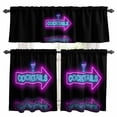 Cocktails Neon Arrow Kitchen Curtains Set for Windows, Modern Bar Style ...