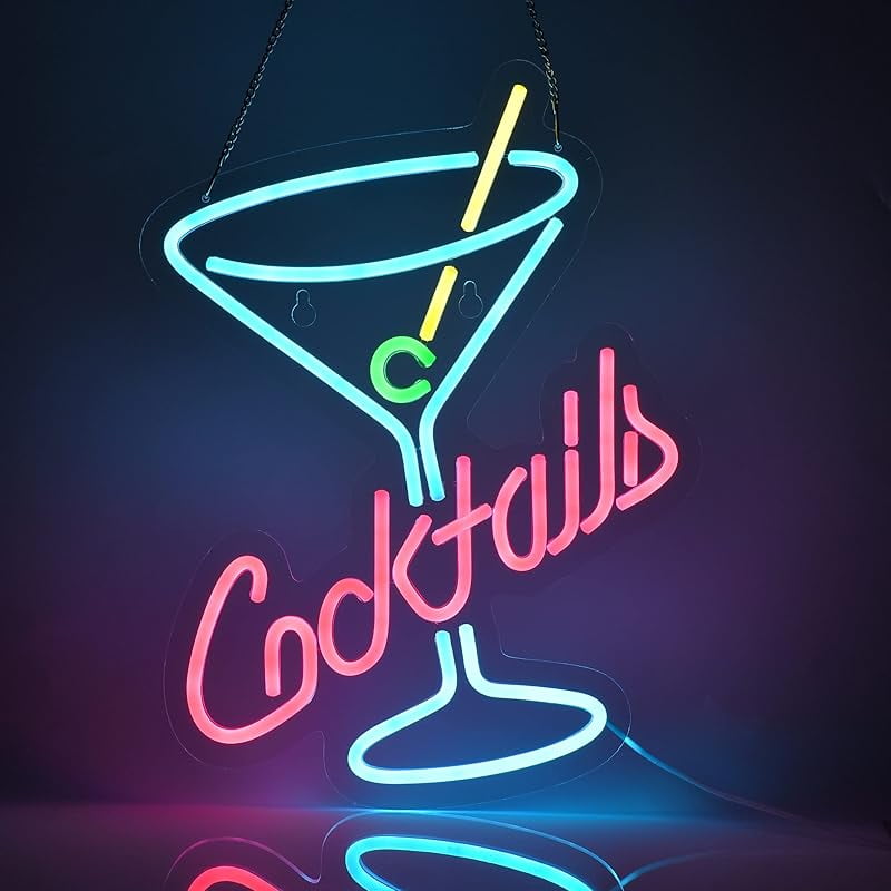 Cocktails Neon Sign for Wall Decor Man Cave Bar Home Art Neon Light LED ...