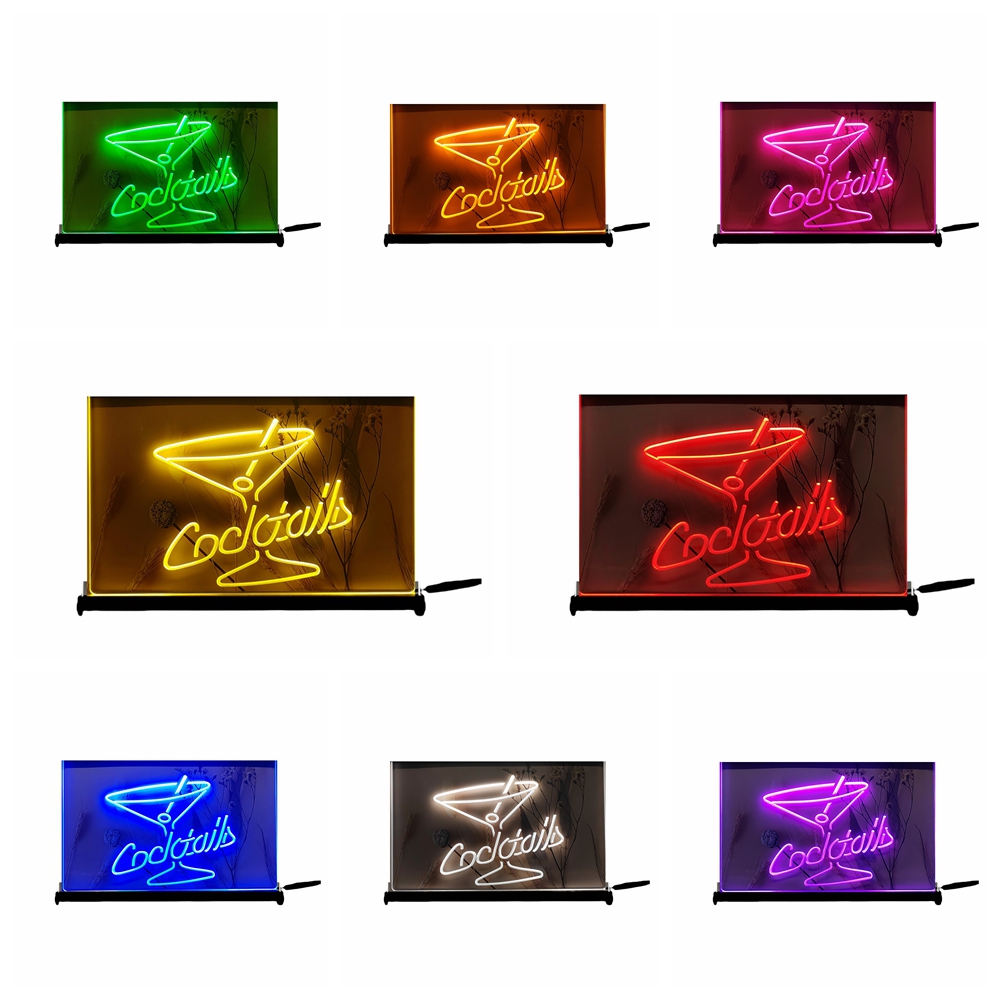 Cocktails Rum Wine Lounge Bar Pub Vintage LED Neon Sign-Posters ...