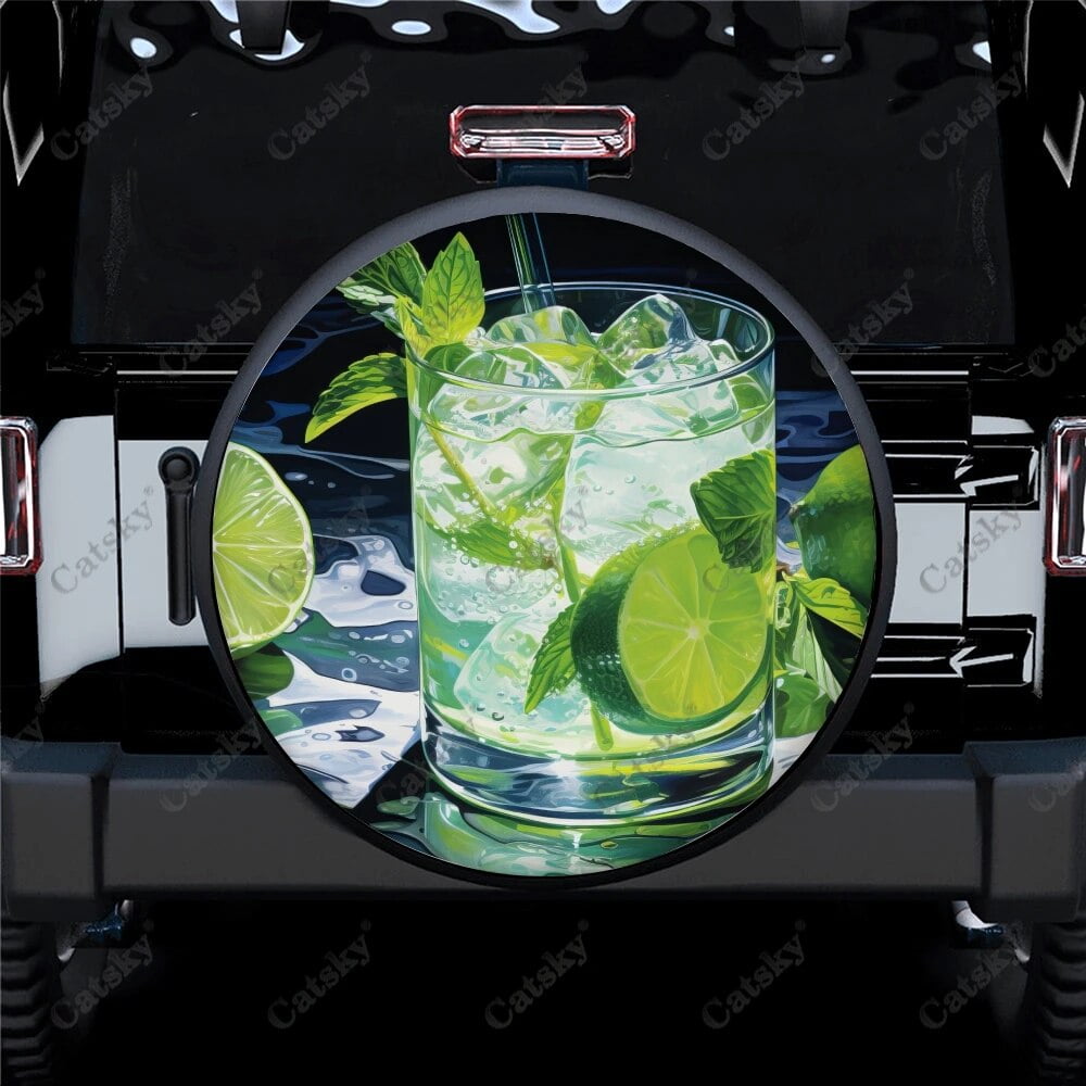 Cocktails And Beach Print Spare Tire Cover Waterproof Tire Wheel