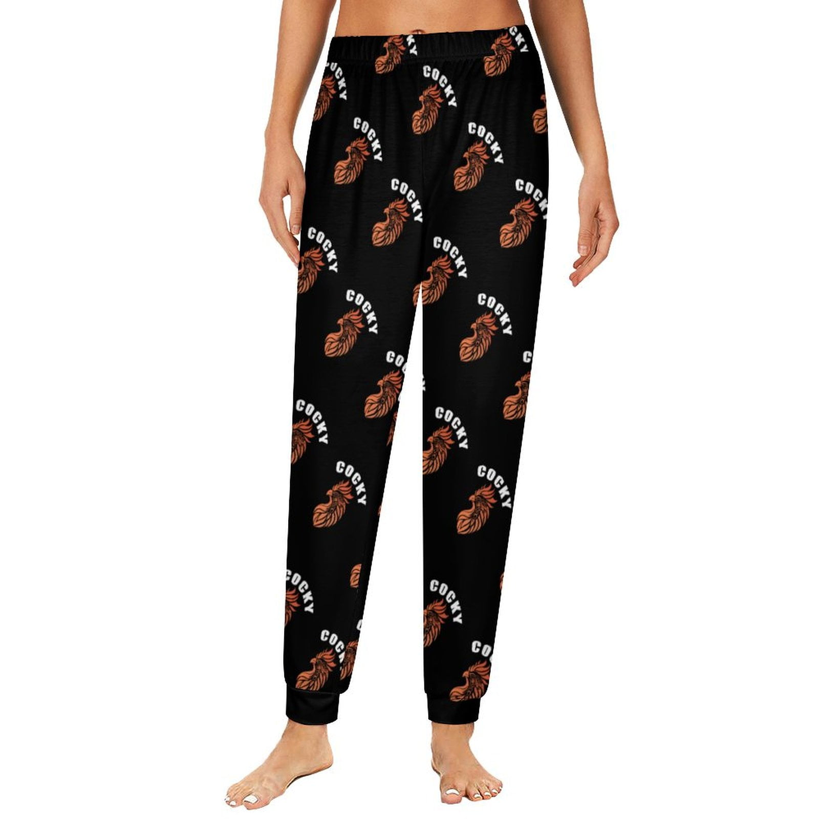 Cocky Chicken Rooster Womens Pajama Pants Causal Lounge Imitation Cotton Bottoms Printed Sleep