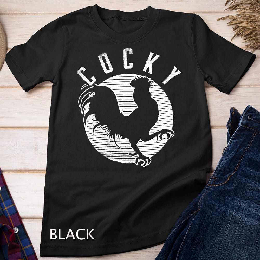 Cocky Funny Rooster Chicken Design for Farmers Animal Lovers Unisex T ...