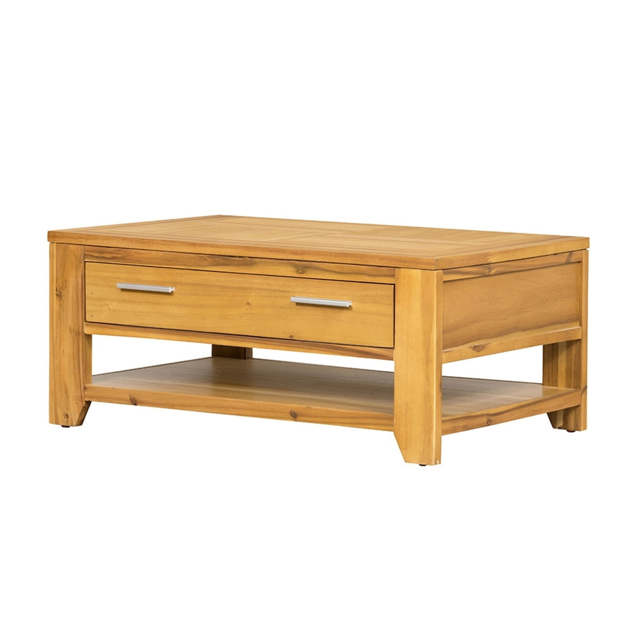 Coco 39 Inch Coffee Table, 2 Drawers, Panel Legs, Walnut Brown Acacia ...