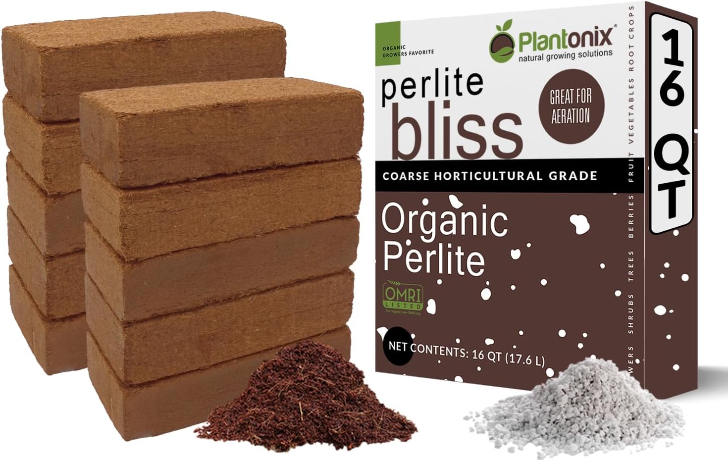 Coco Bliss 650gm Bricks (10-Pack) + Perlite Bliss (16 Qts) - Coco Coir ...