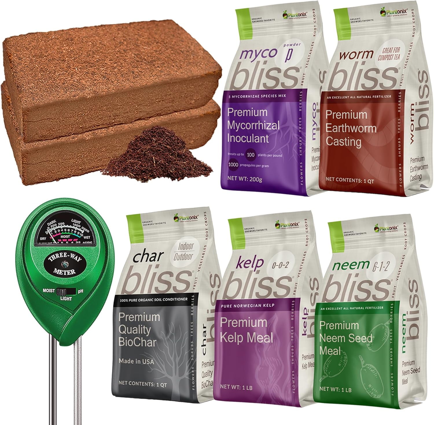 Coco Coir 650gm Bricks + Worm Castings + Mycorrhizal Inoculant + Neem ...