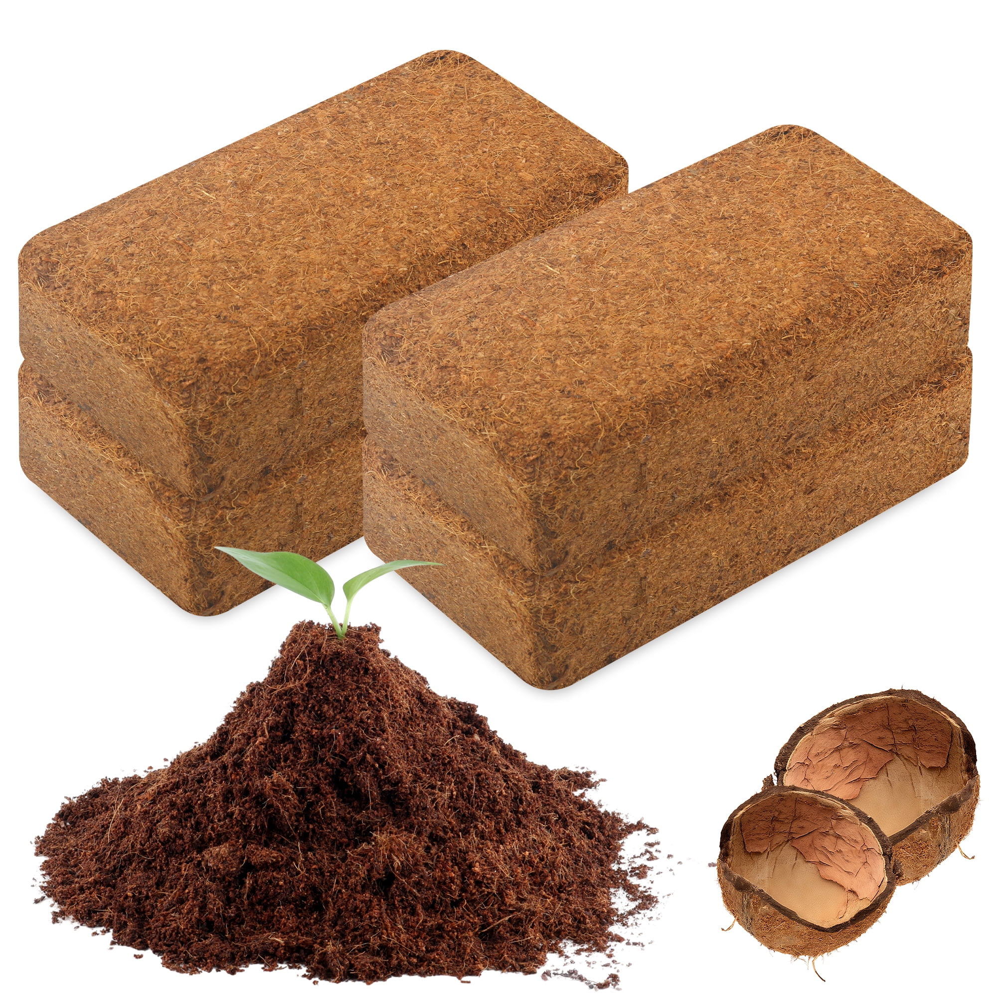 Coco Coir Brick for Plants, 4 Packs 100% Natural Organic Compressed ...