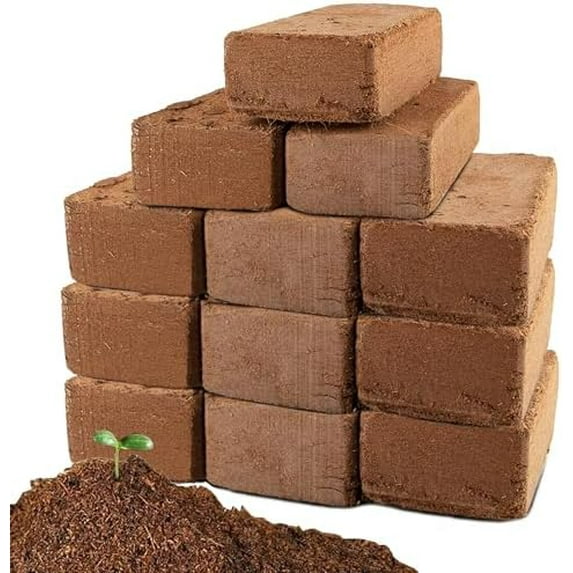 Coco Coir Brick for Plants-12 Pack Premium Coconut Bricks, 100% Organic ...
