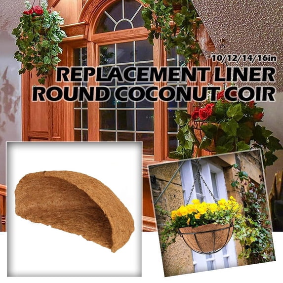 Coco Coir Flower Pot Liner for Hanging Baskets, Natural Brown Coconut ...