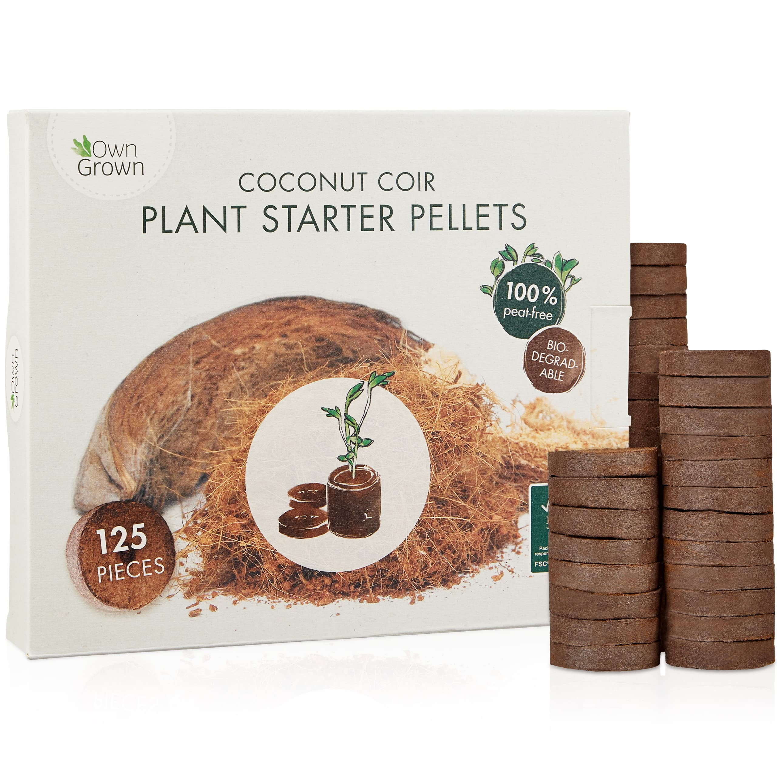 Coco Coir Seed Starter Pellets: 125 MVR1 Coconut Coir Plugs for Growing ...