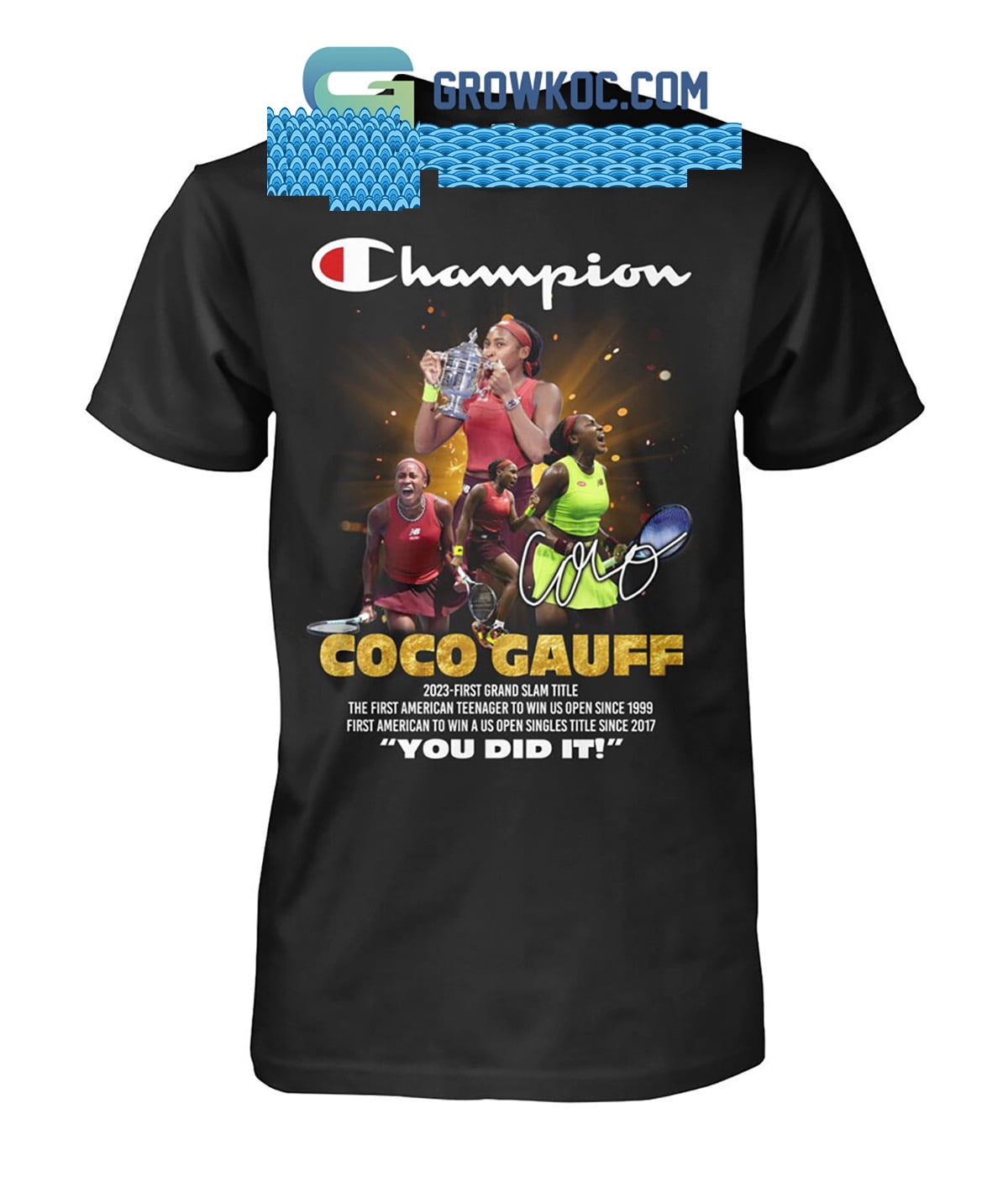 Coco Gauff Champions First Grand Slam Title Shirt Hoodie T-Shirt ...