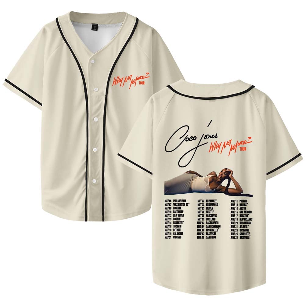 Coco Jones Why Not More Tour Merch Baseball Jersey V-Neck Shirt Women ...