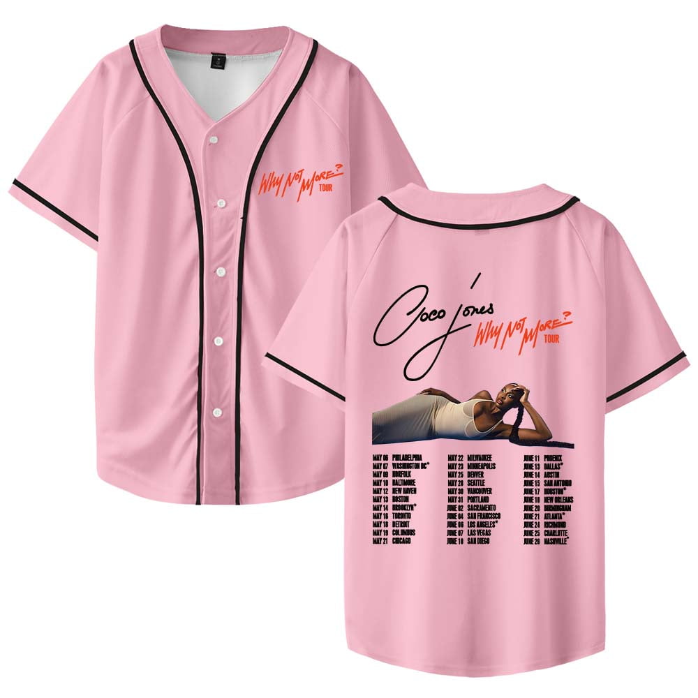 Coco Jones Why Not More Tour Merch Baseball Jersey V-Neck Shirt Women ...
