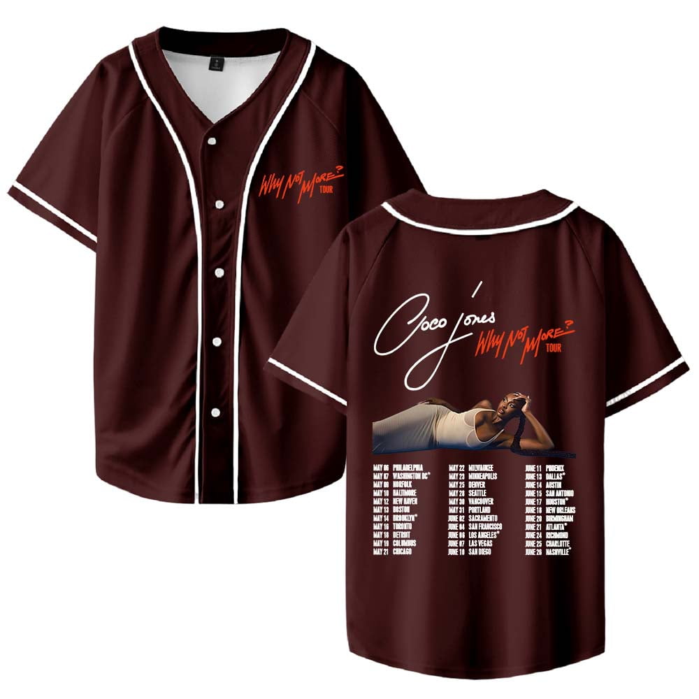 Coco Jones Why Not More Tour Merch Baseball Jersey V-Neck Shirt Women ...