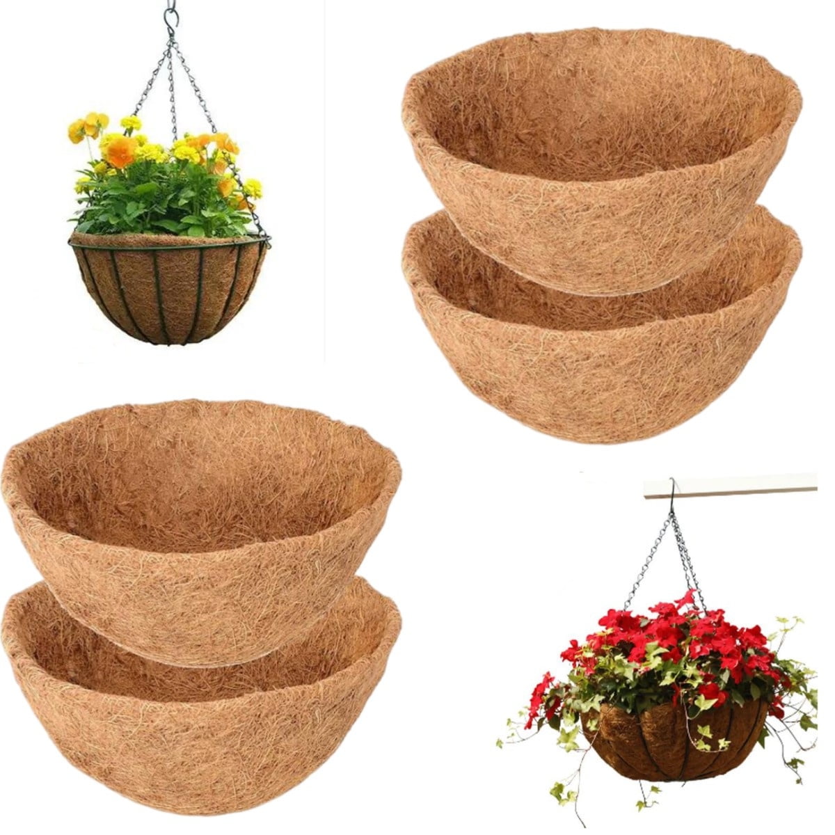 Coco Liners for Planters 4Pcs, 14 inch Round Coconut Liners for ...