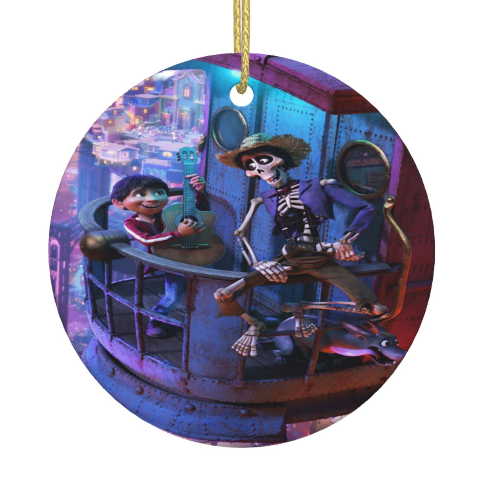 Coc Movie Round Ceramic Pendant Christmas Decoration Holiday with Gold ...