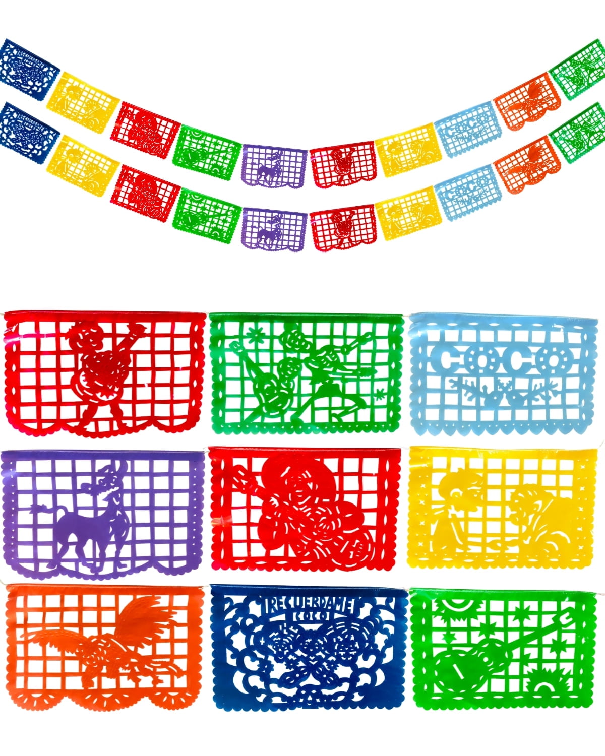 Mexican Papel Picado Party Banners – 30 ft (2-Pack; Plastic) – Coco ...
