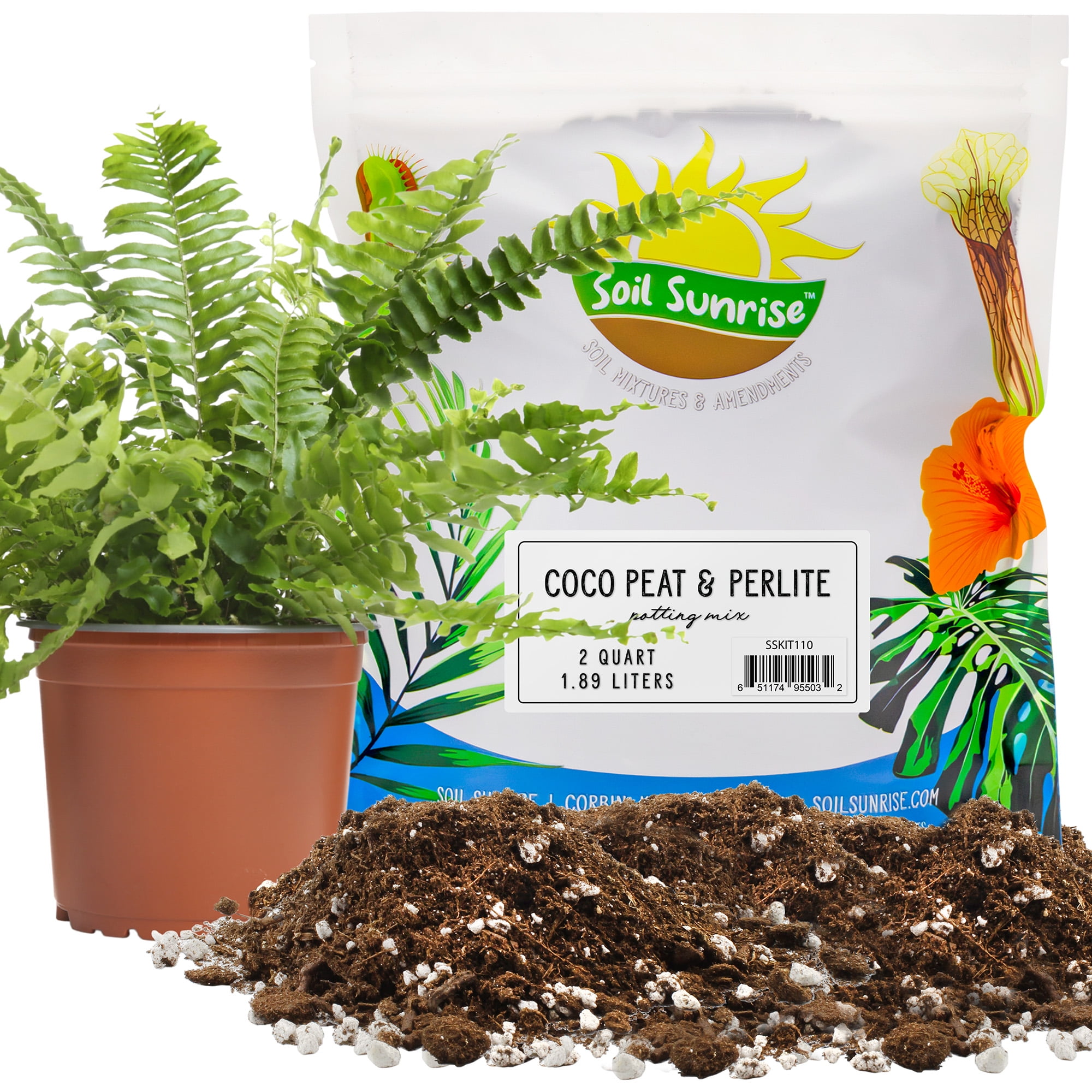 Soil Sunrise Coco Peat Perlite Potting Mix (2 Quarts), Soil Grow ...