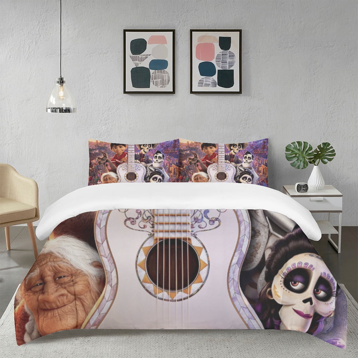 Coco Pixar 3 Piece Sheet Set Breathable Duvet Cover with 1 Duvet Cover + 2 Pillowcases, Printed ...