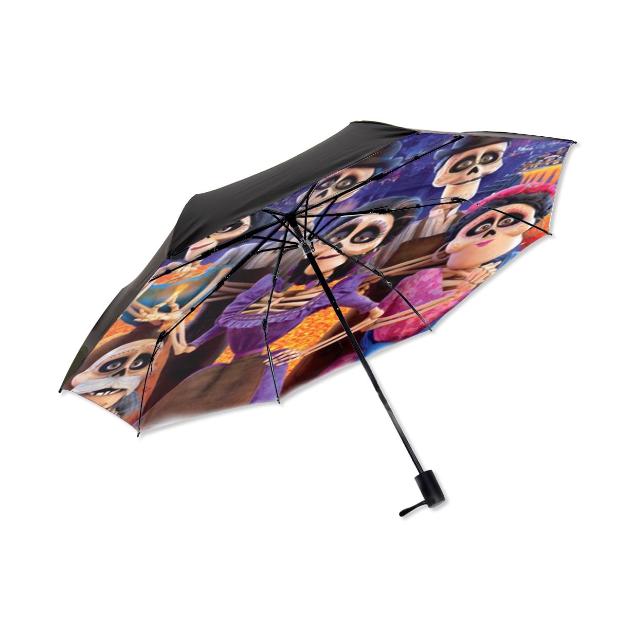 Coco Pixar Manual Black Vinyl Umbrella, Three-Fold, Rainproof, Sun ...