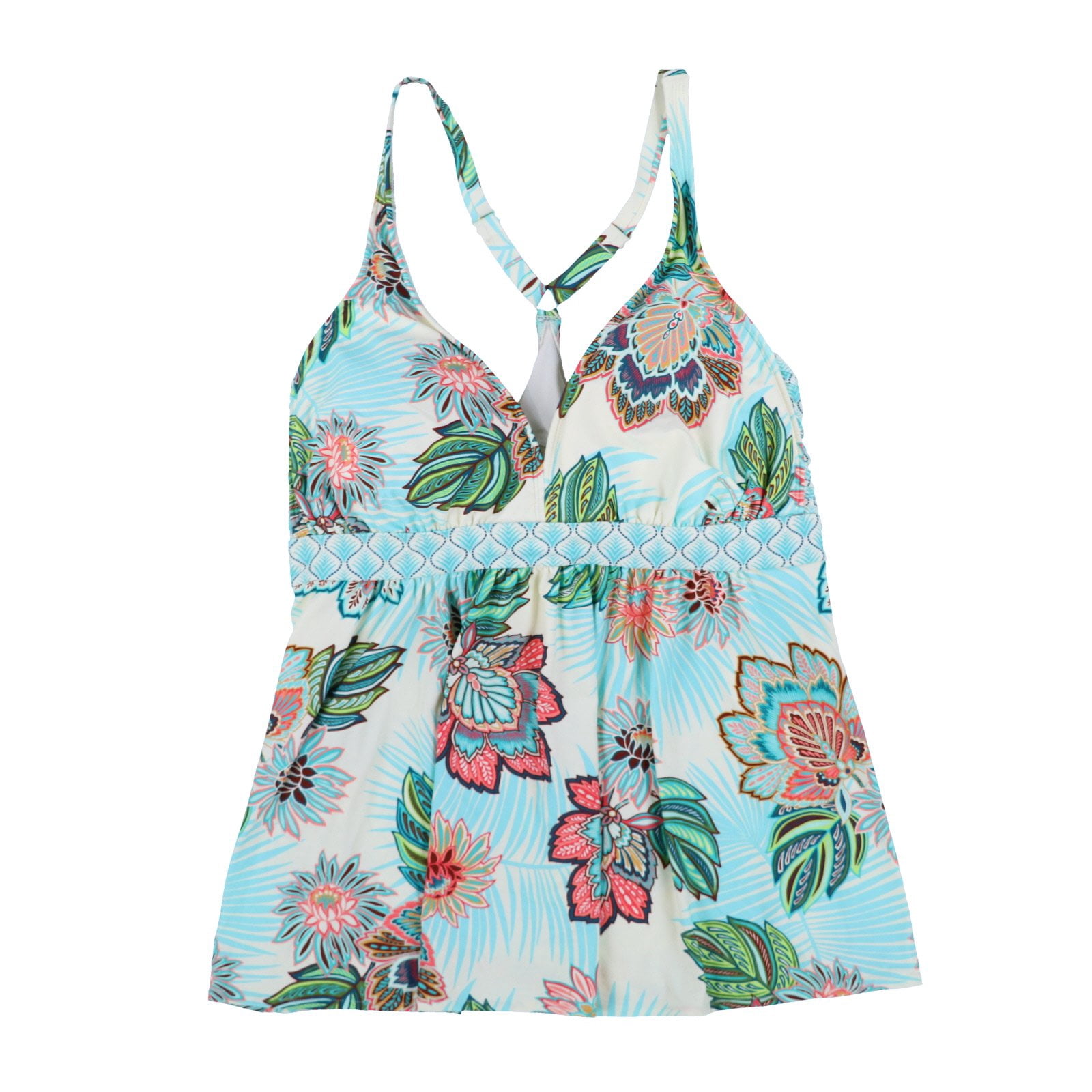 Coco Reef Women's Tankini Top Swimsuit Ivory Blue Tropical 38DD New ...