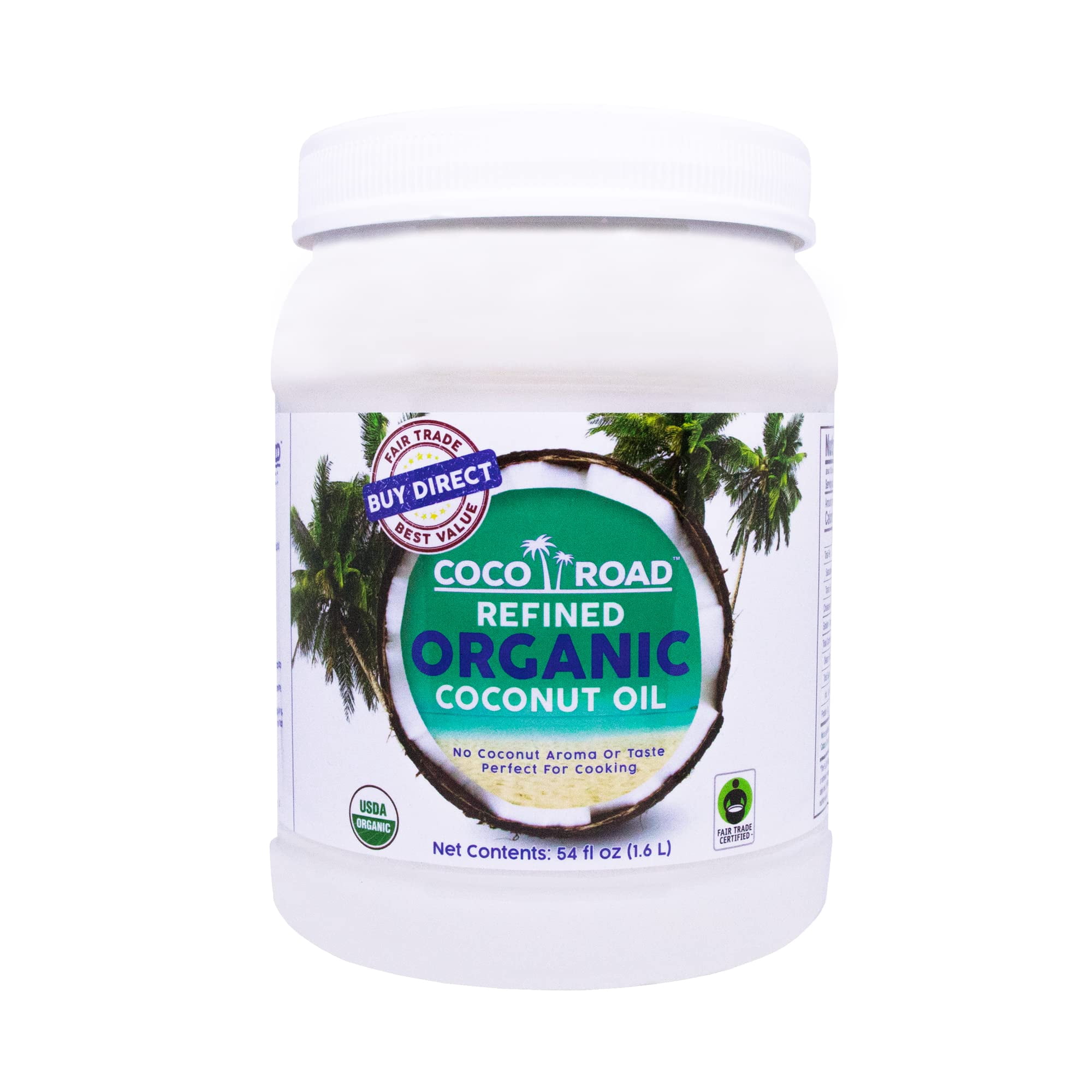 Coco Road Organic & VTF5 Fair Trade RBD Coconut Oil (54 Fl Oz ...