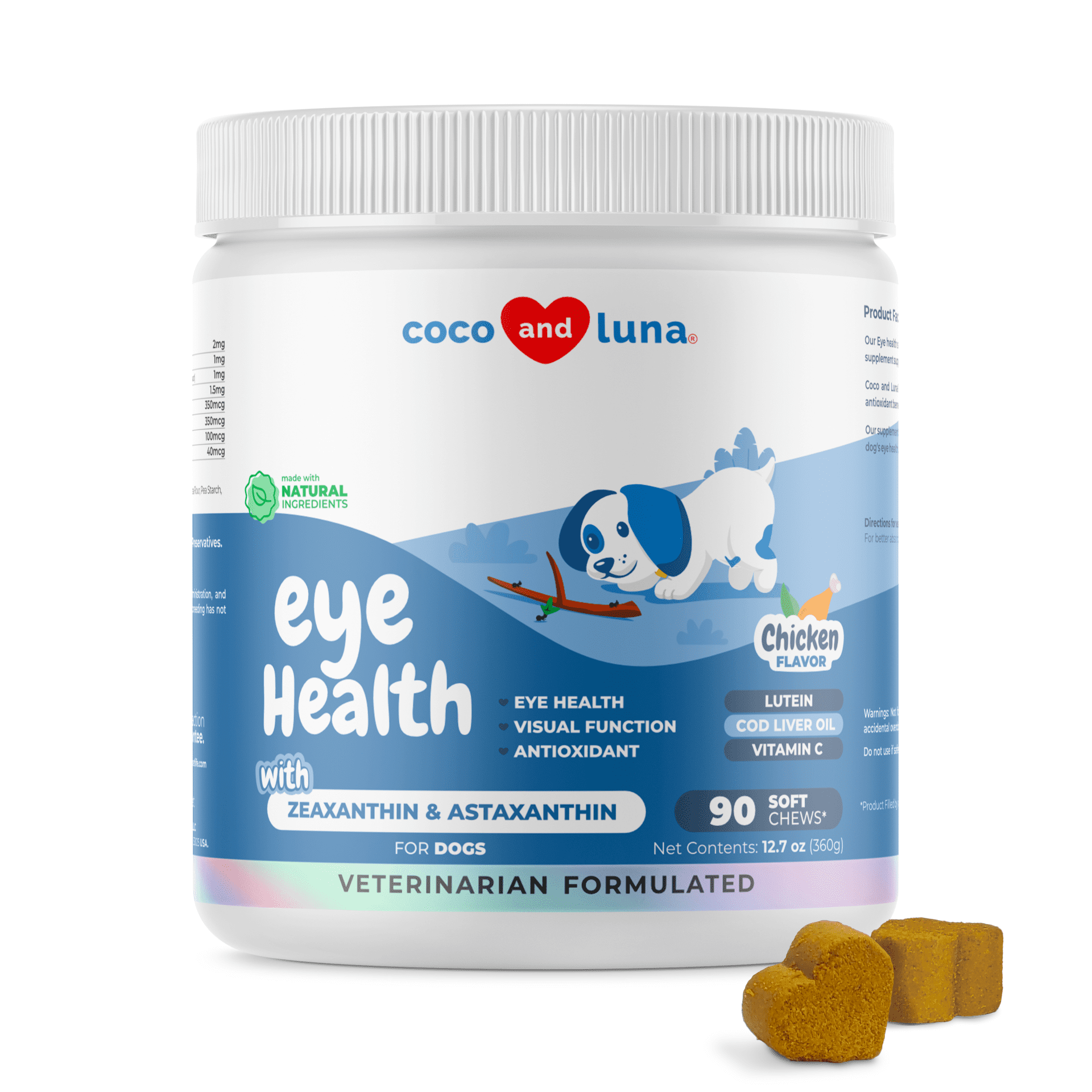 Coco and Luna Eye Support for Dogs - Supplements for Vision - 90 Soft ...