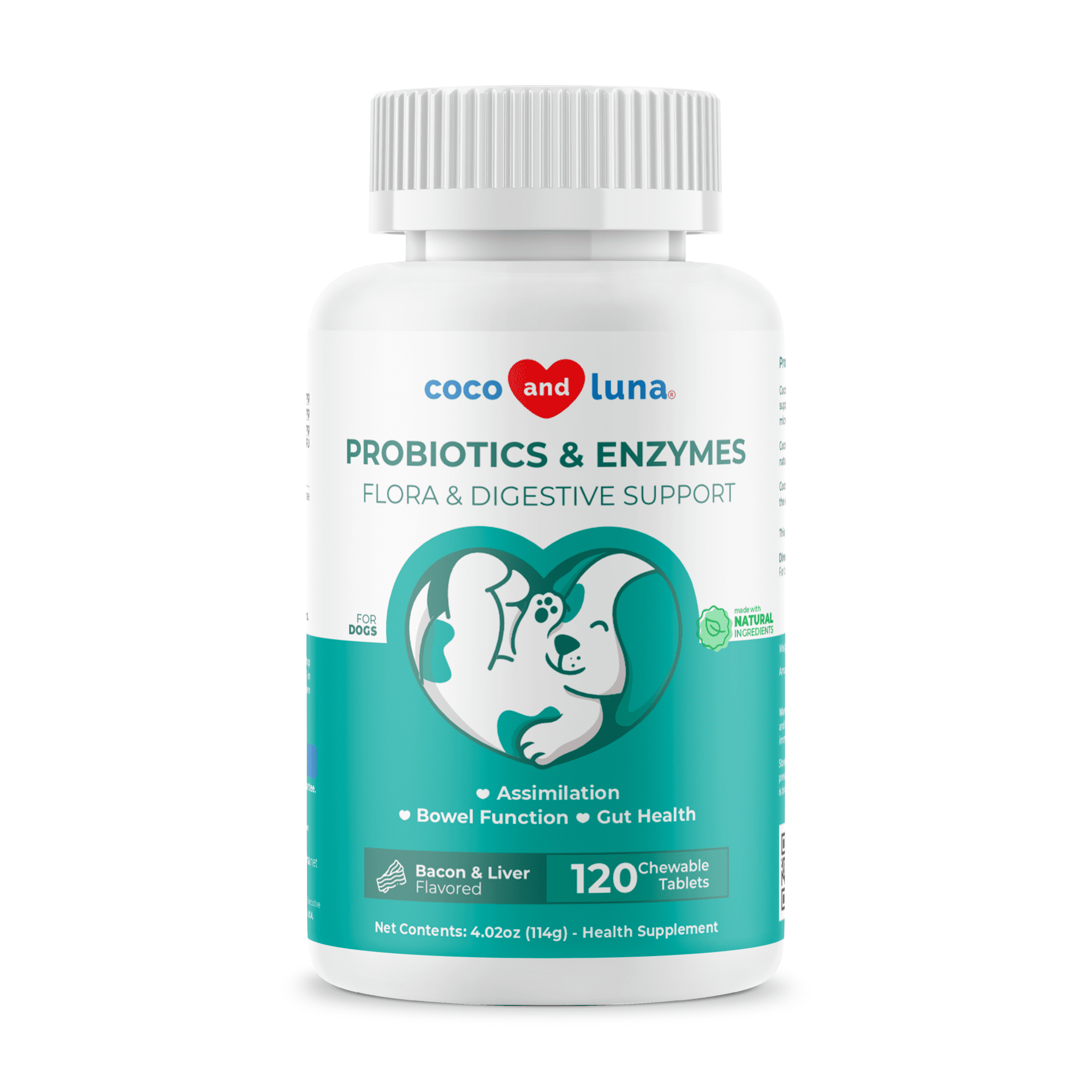 Coco and Luna Probiotics for Dogs - Diarrhea & Gas Support - 120 ...