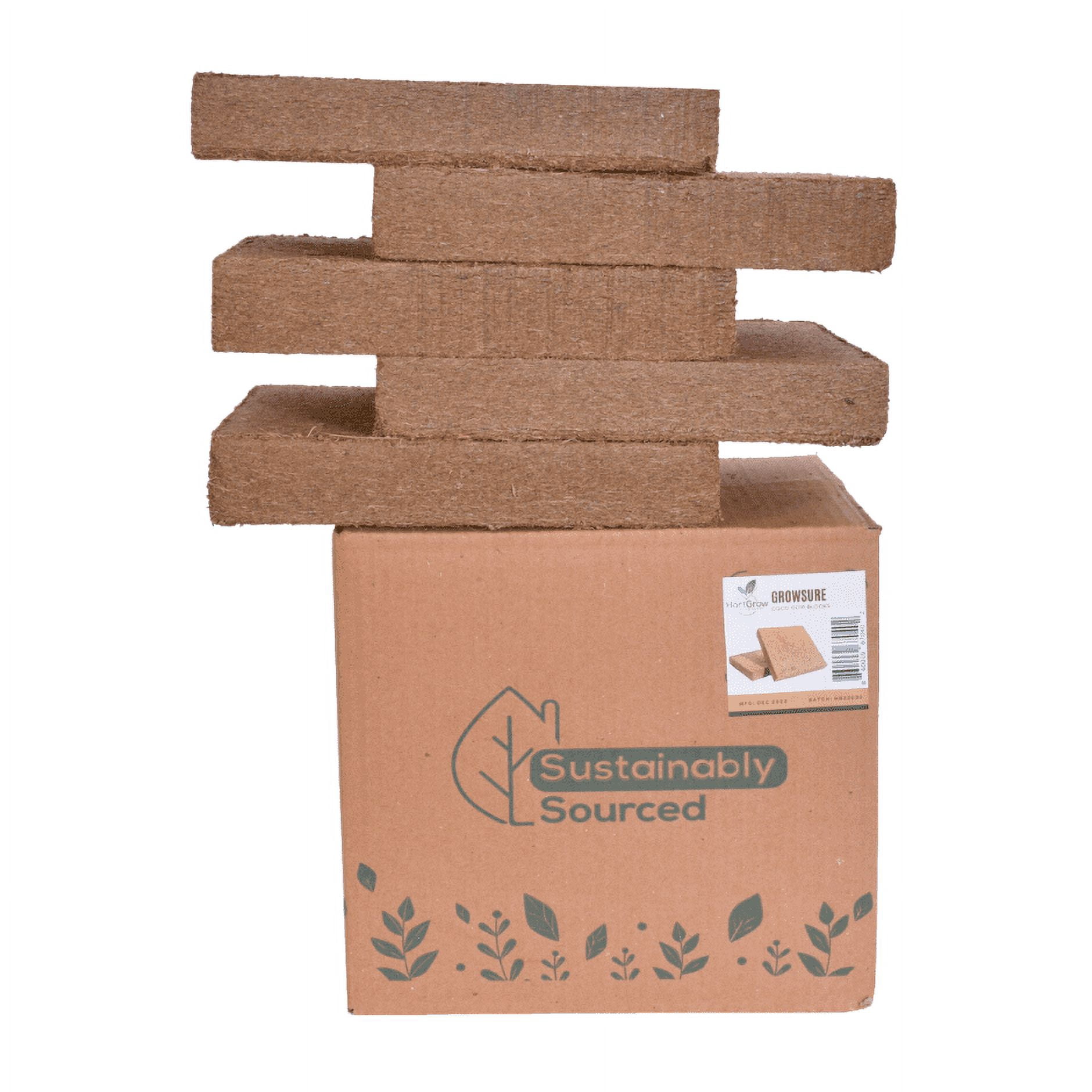 Coco coir blocks - GrowSure blend (5x1 kg), expands to 2.5 cu ft ...