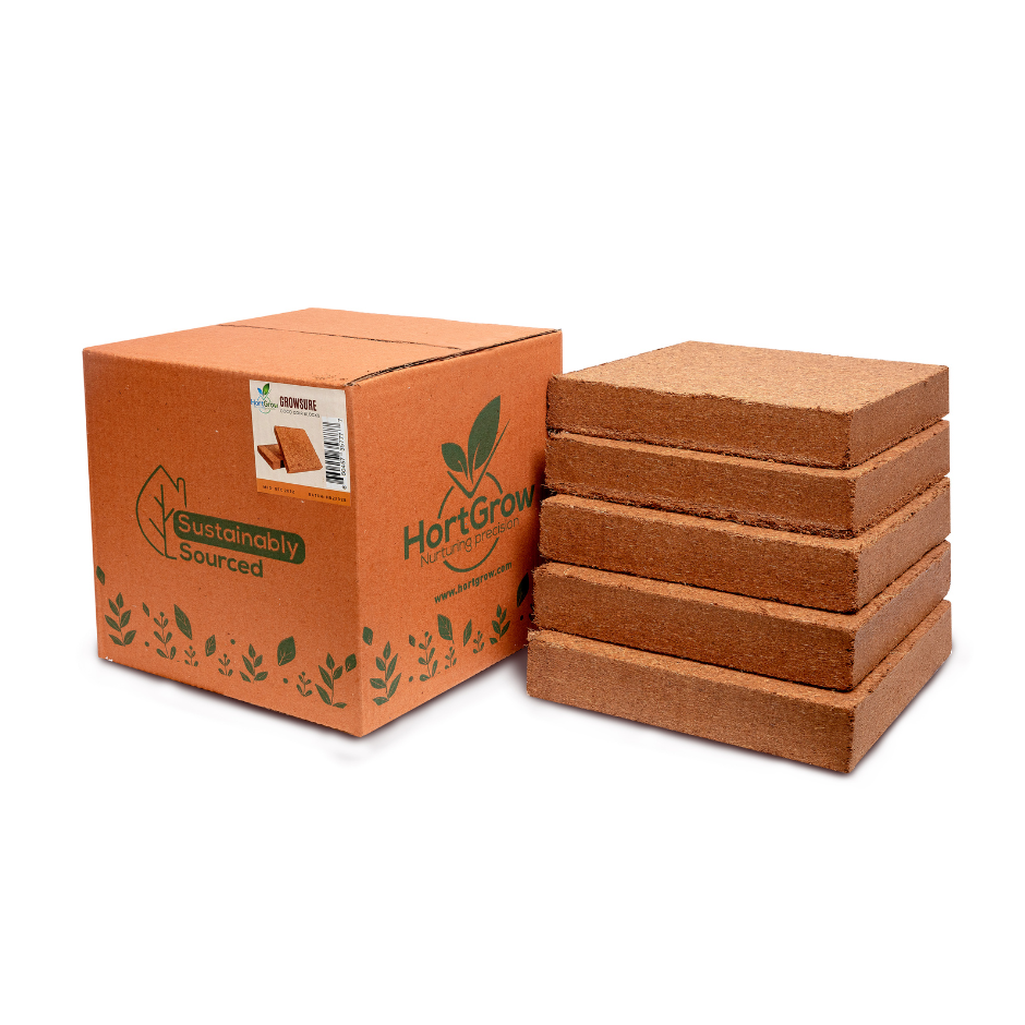 Coco coir blocks - GrowSure blend (5x1 kg), expands to 2.5 cu ft ...