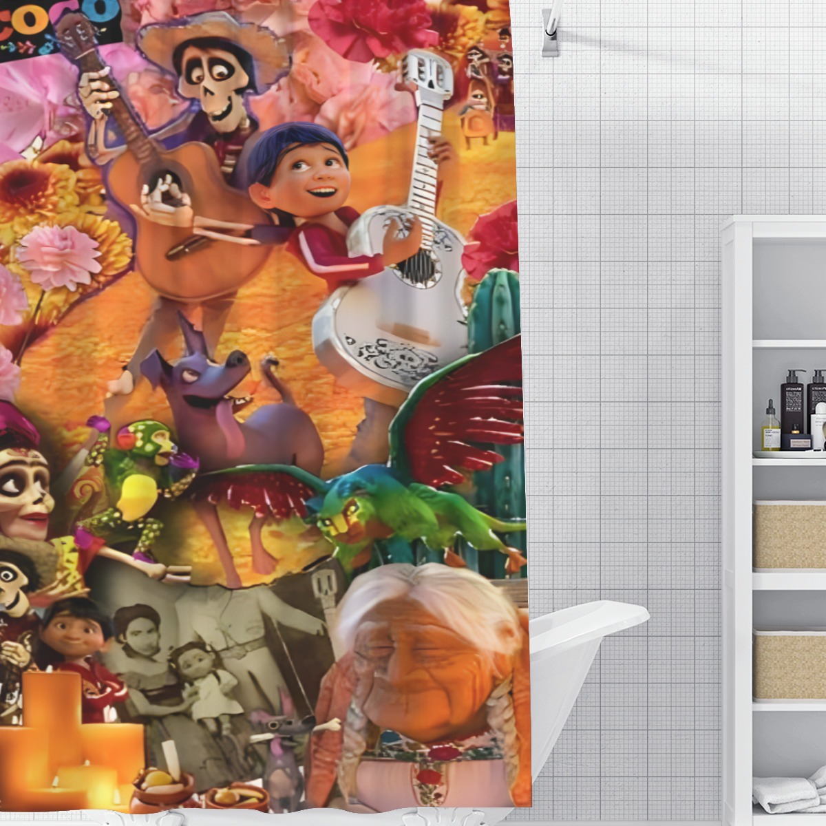 Coco* shower curtain features an iconic print, is waterproof and easy ...