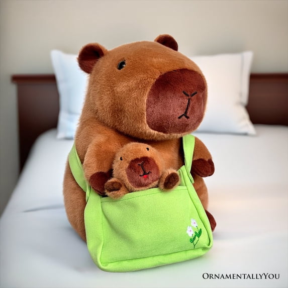 Coco the Capybara and Her Baby Plushie Set, Adorable 12" Stuffed Animal ...