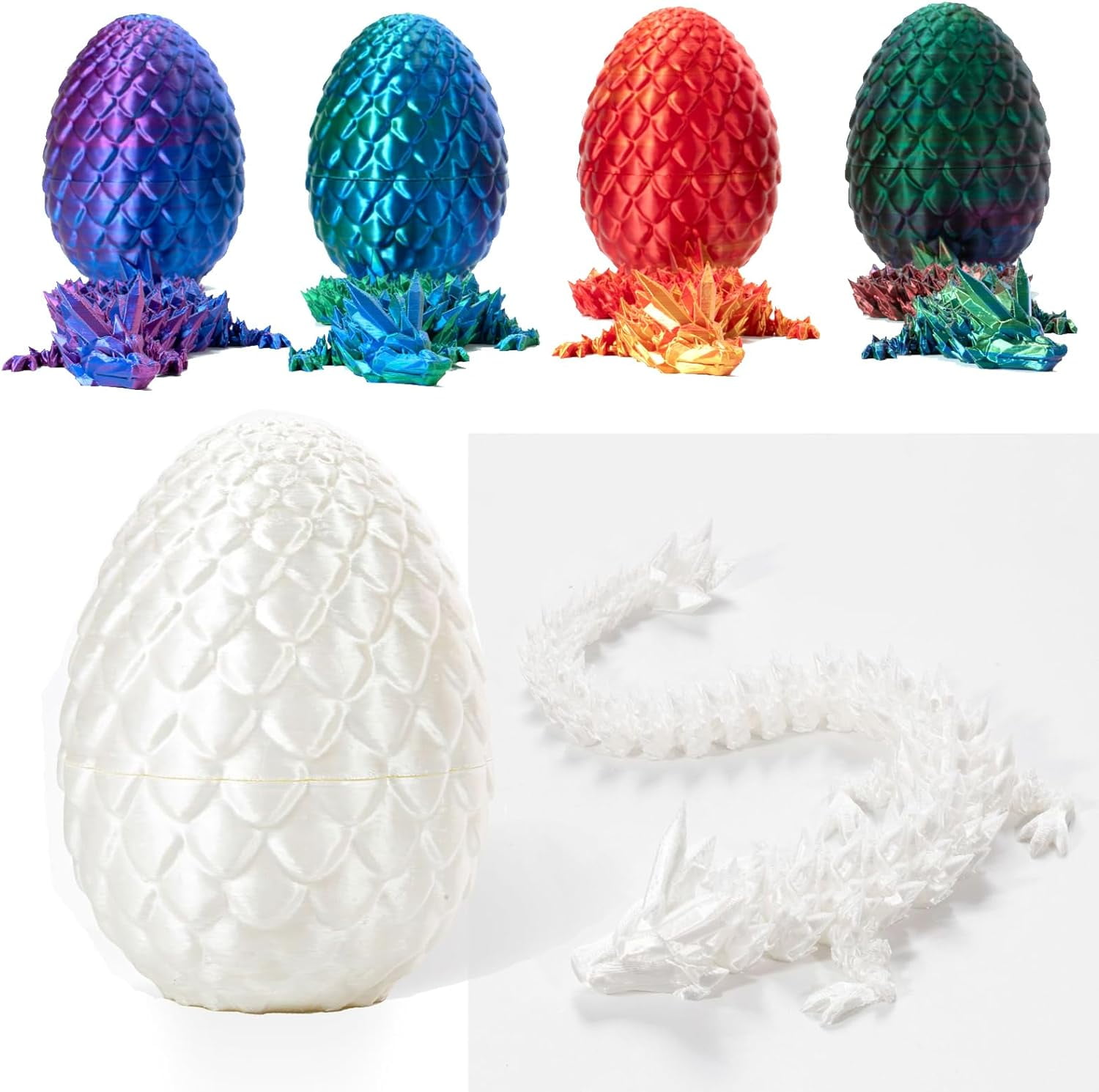 CocoBaby 3D Printed Dragon in Egg, Full Articulated Dragon Crystal ...