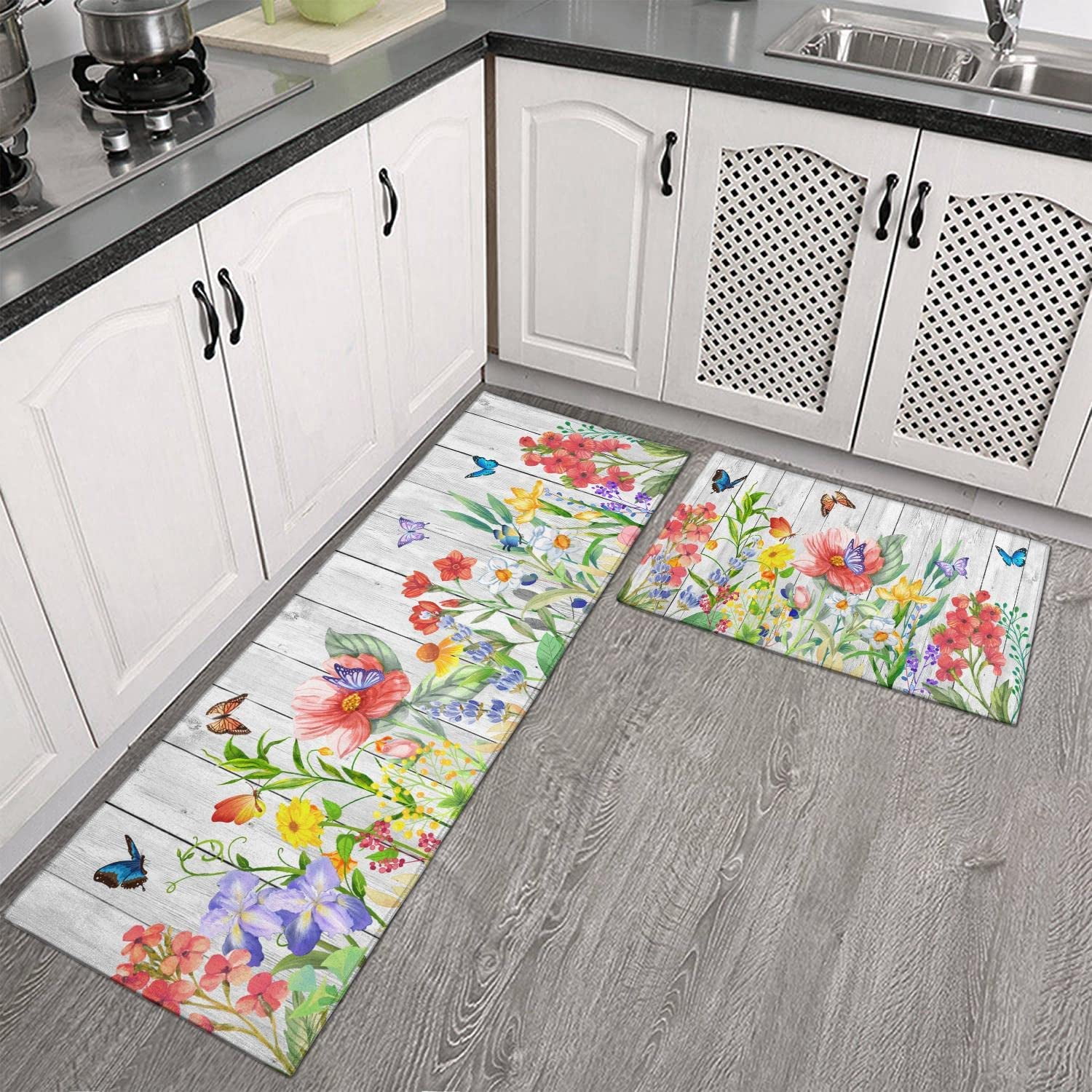 CocoBelin Spring Flower Kitchen mat Set of Two - Walmart.com
