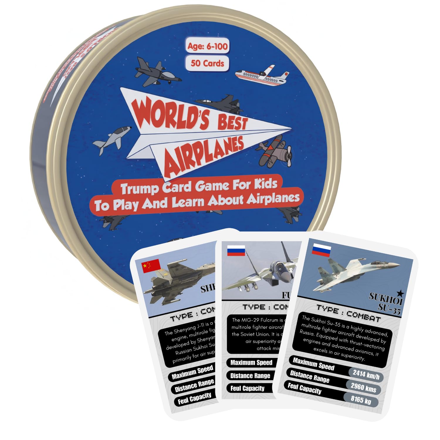 CocoMoco Kids Airplane Trump Cards Game for Kids, Learning Game and ...