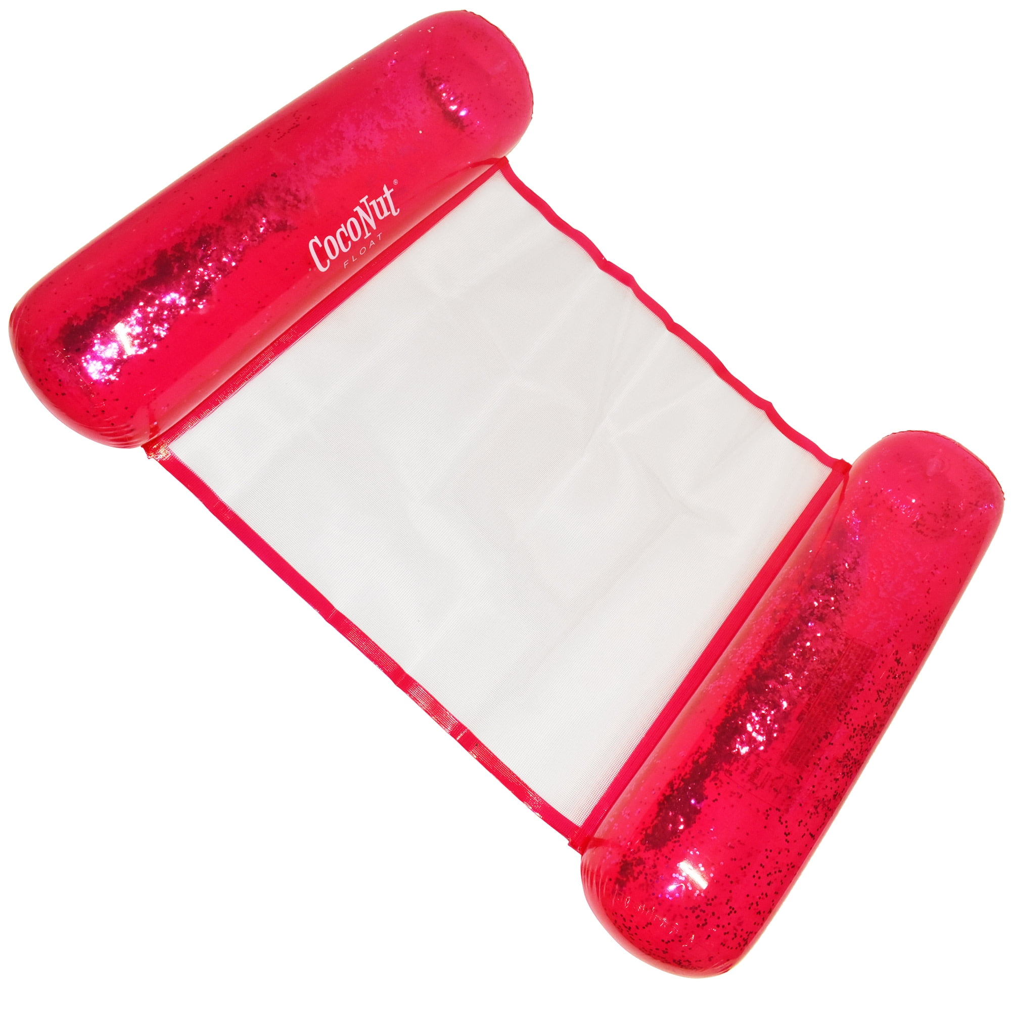 CocoNut Float: Pink Glitter Hammock Pool Lounger - 49" x 30" Inflatable ...