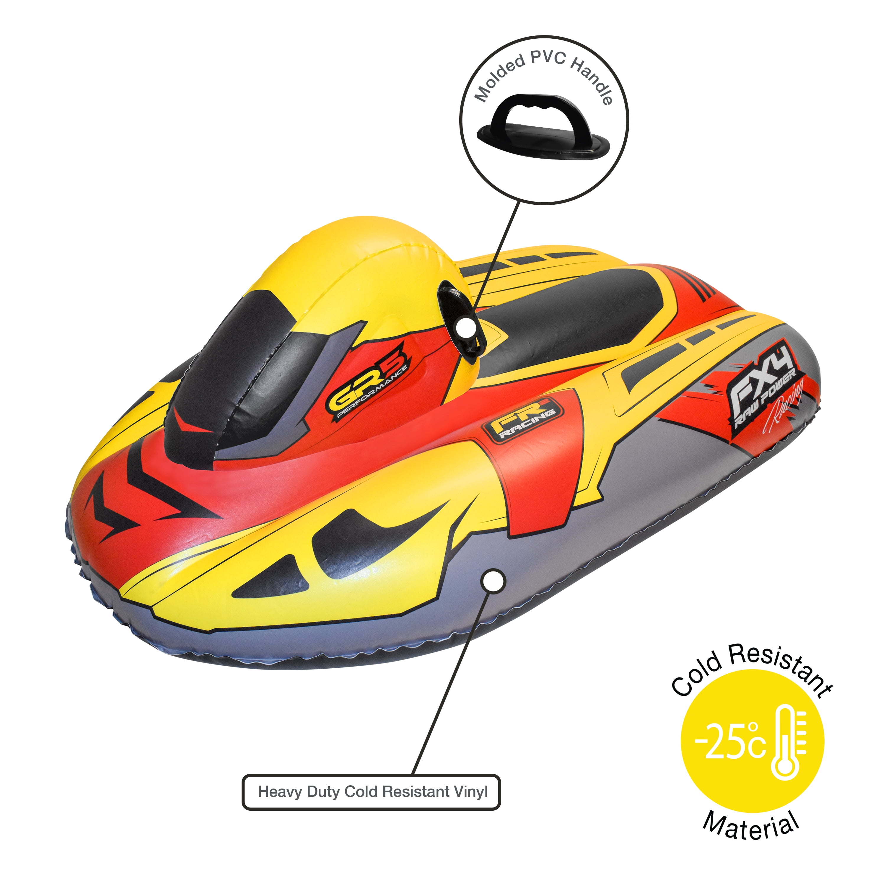 CocoNut Outdoor- 50” Inflatable Snowmobile Sled- "FX4 Racing" Heavy ...