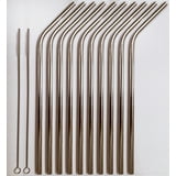 CocoStraw 10 Reusable Straws - Stainless Steel Drinking - Set of 10 ...
