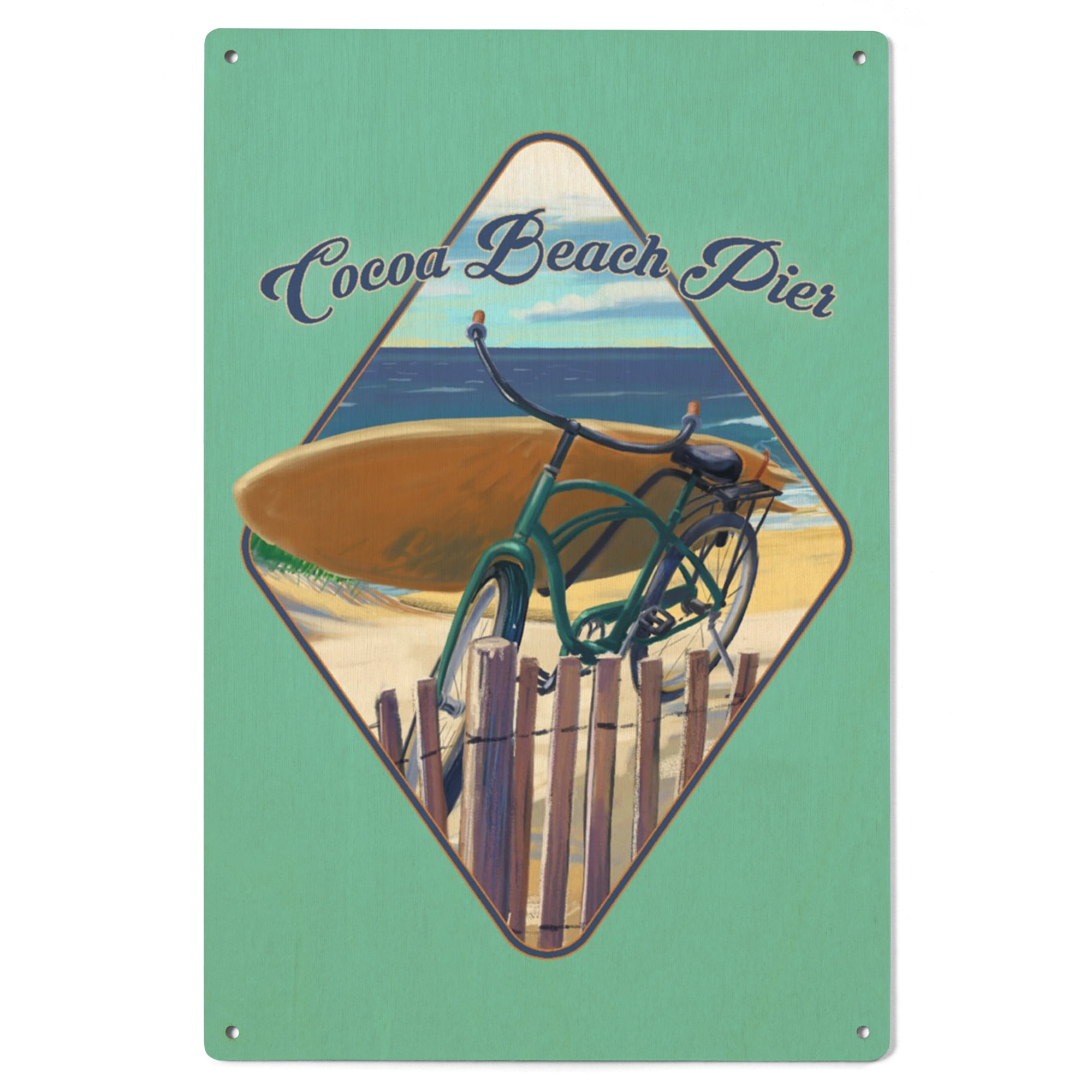 Cocoa Beach Pier, Florida, Beach Cruiser on Beach, Contour Birch Wood ...