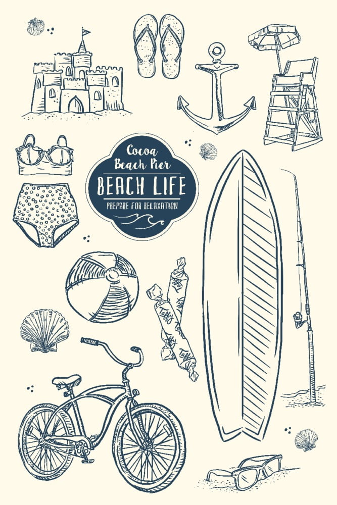Cocoa Beach Pier, Florida, The Beach Life, Collage (36x54 Giclee ...