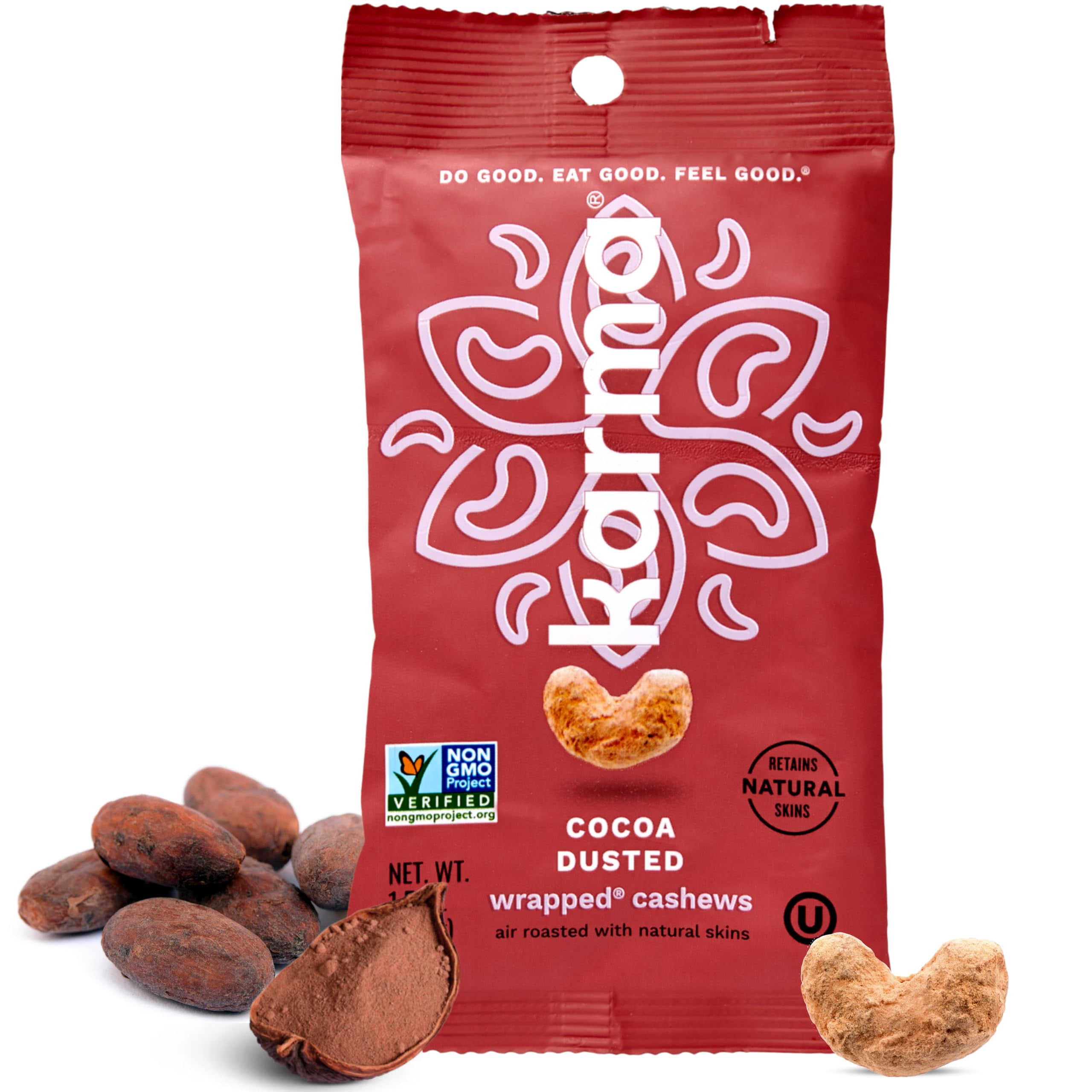 Cocoa Dusted Cashews with IRF13 Skin by Karma Nuts, Whole, Sweet ...