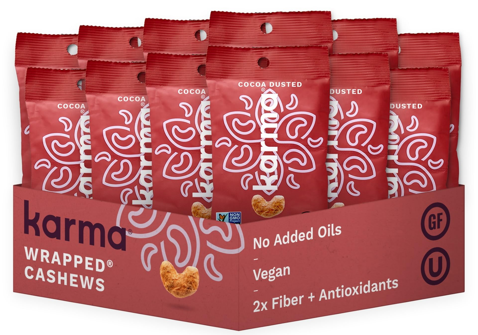 Cocoa Dusted Cashews SCH4 with Skin by Karma Nuts, Whole, Sweet, Roasted, Vegan, Gluten Free ...