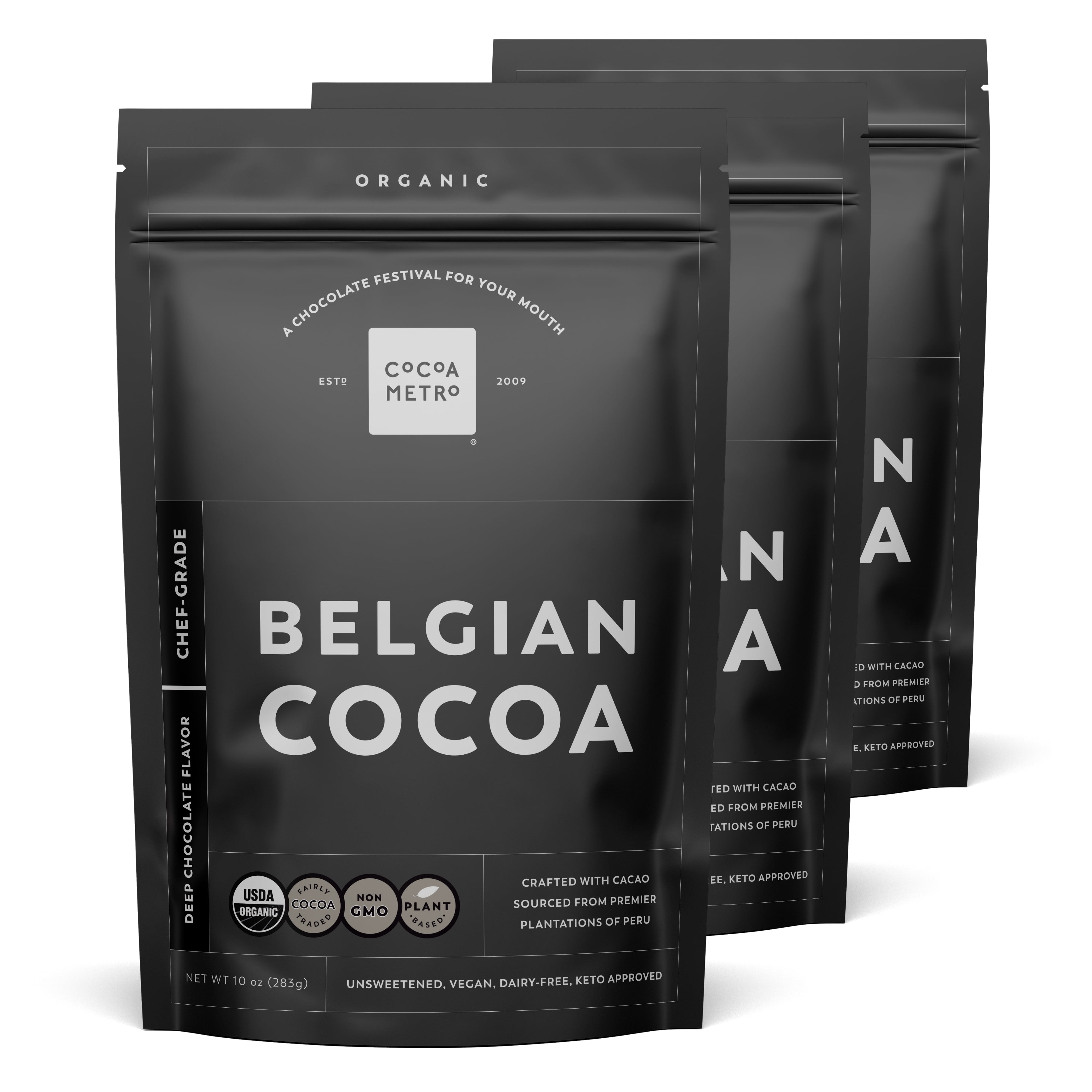 Cocoa Metro Organic Belgian Cocoa Powder (3 Pack) 10 oz. Pouches ...